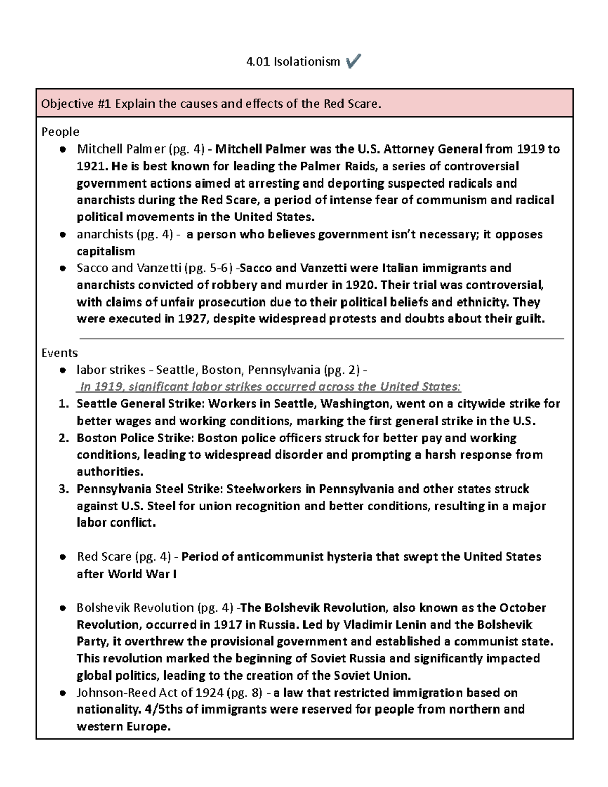 V21 Mod 4 Note Taking Guide - 4 Isolationism Objective #1 Explain the causes and effects of the ...