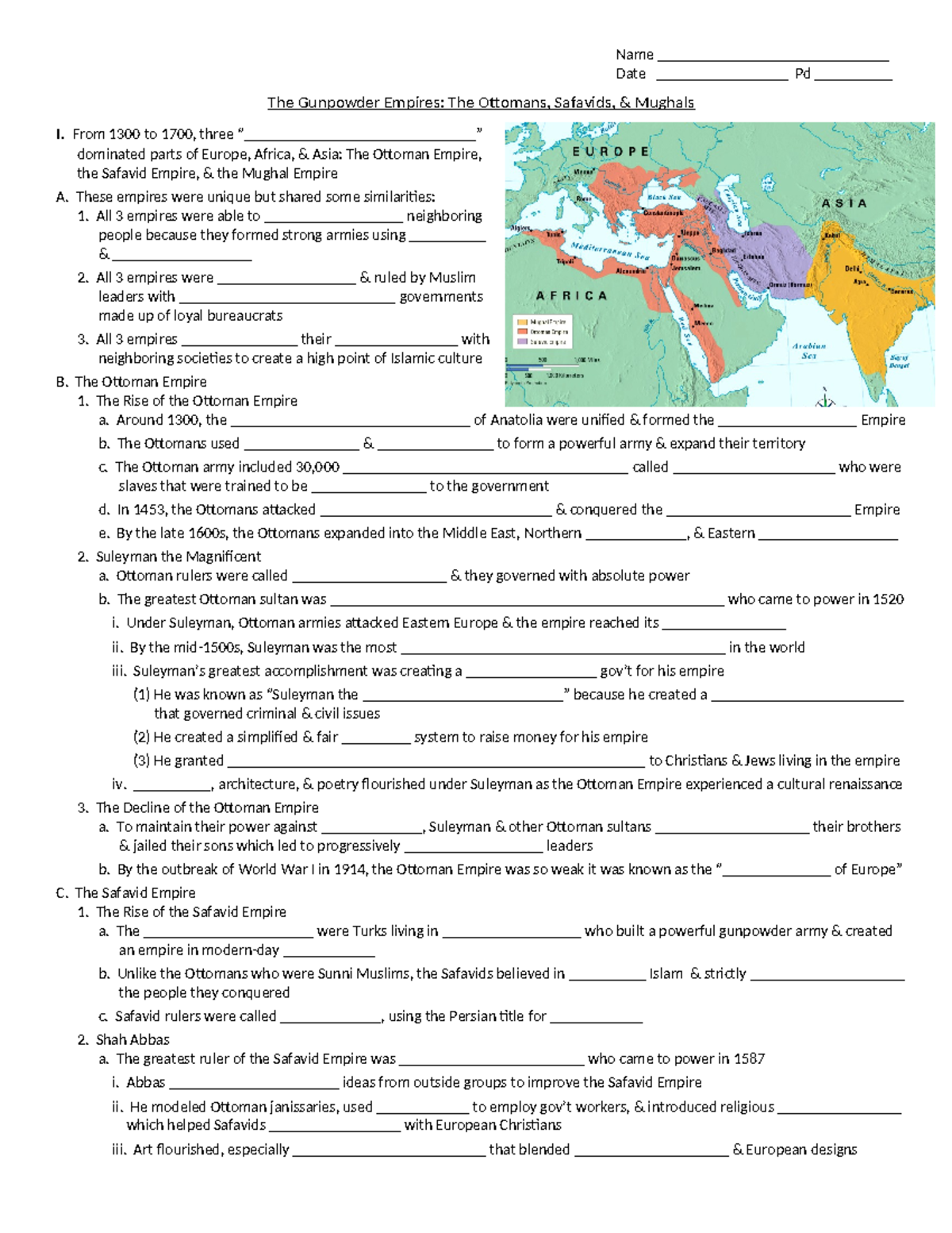 Sswh12: Lecture Notes on the Gunpowder Empires - Ottomans, Safavids ...