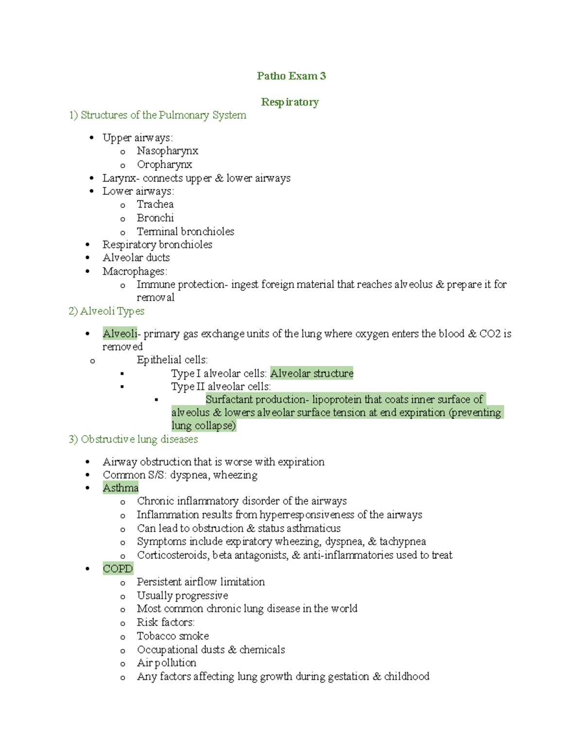 Patho 3 - Comprehensive Study Guide on Respiratory Disorders - Studocu