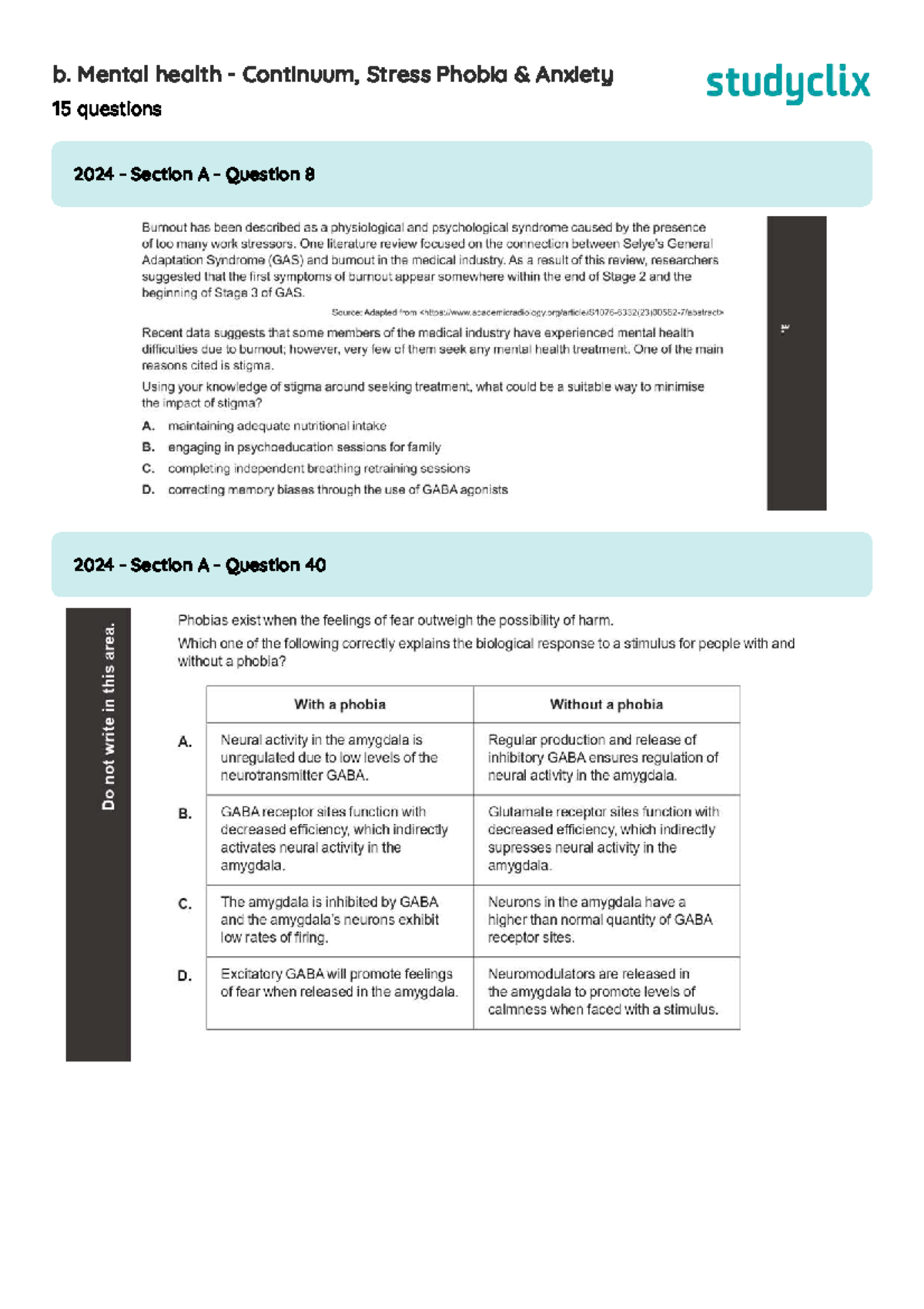 B. Mental health - Continuum, Stress Phobia & Anxiety Questions ...