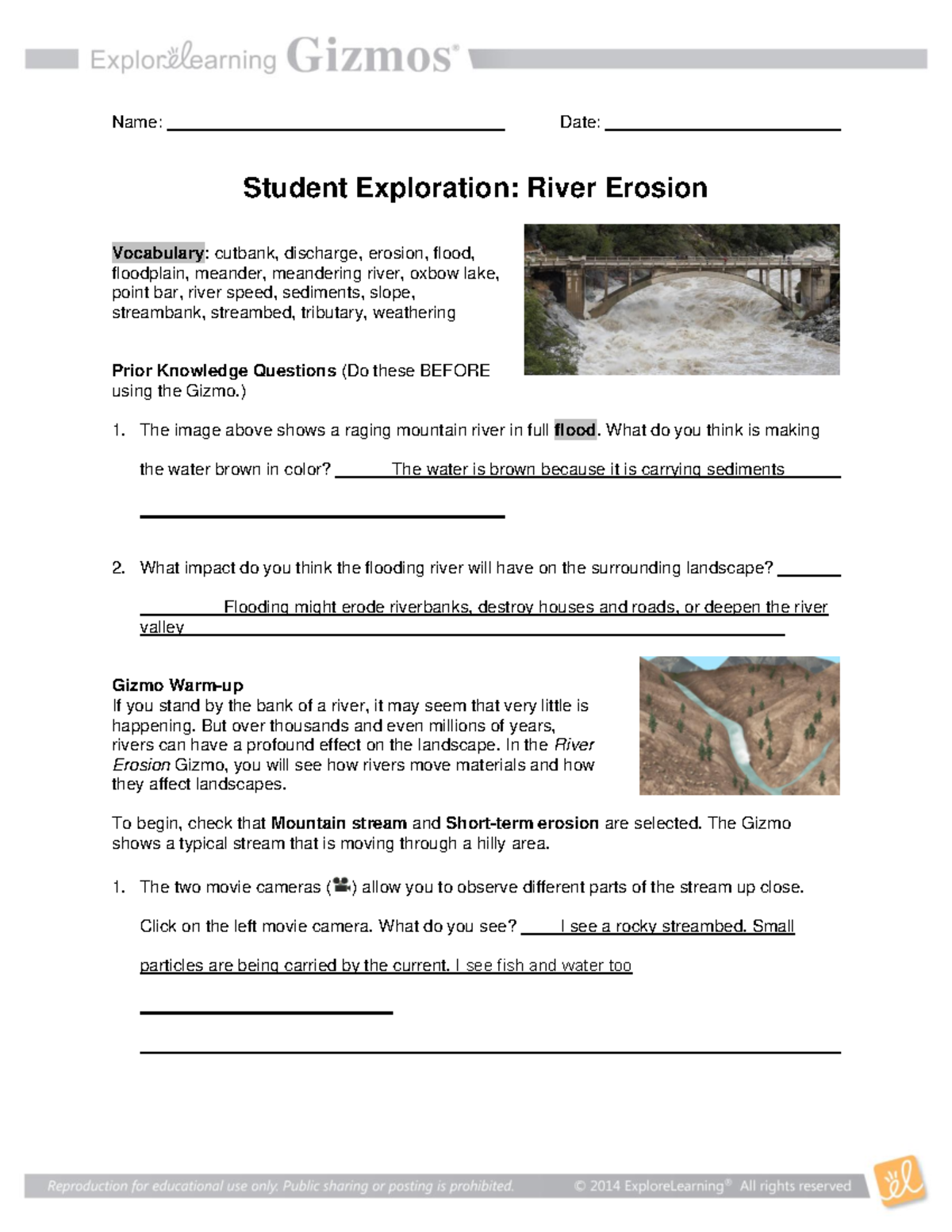 River Erosion SE - Lab Exploration and Findings - Studocu