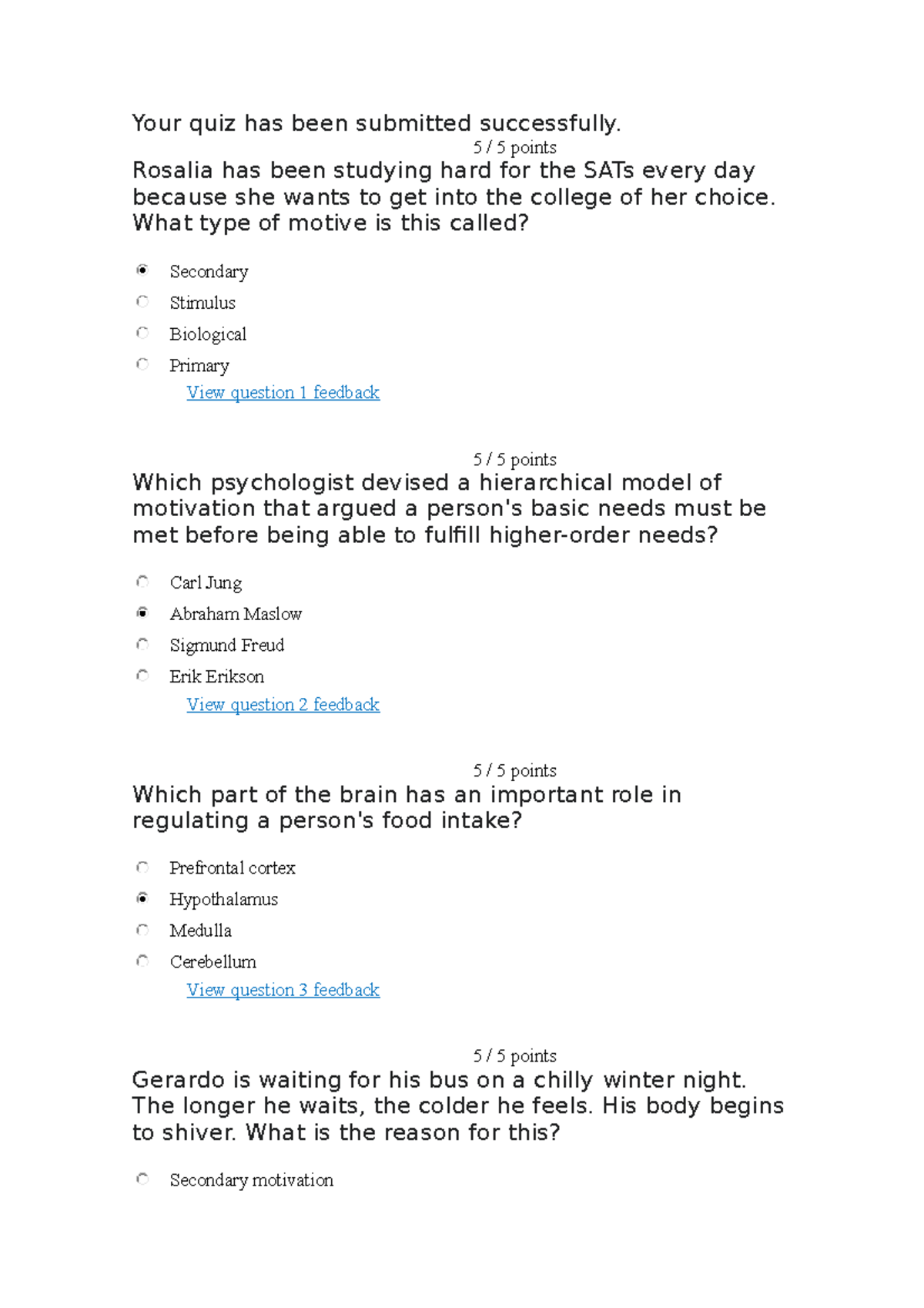 Psychology 101 Quiz: Motivation, Emotion, Development, and Personality ...