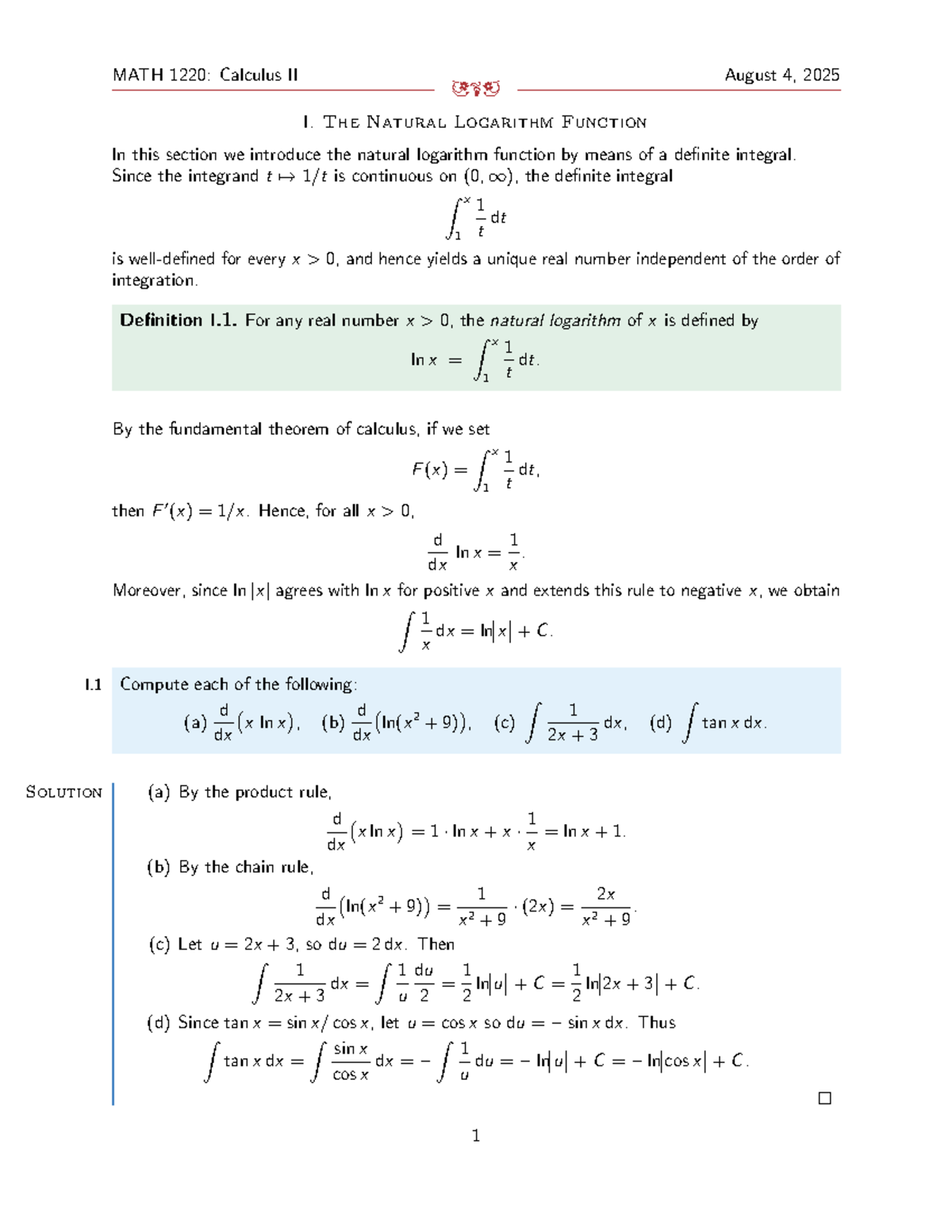 MATH 1220: Calculus II Comprehensive Study Guide for Fall 2023 Exam ...