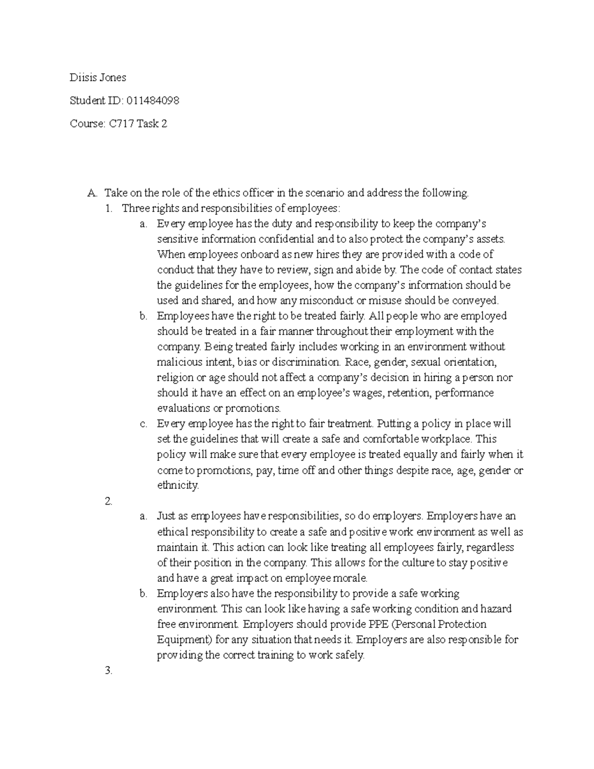 C717 - Task 2 - Pass - Diisis Jones Student ID: 011484098 Course: C717 ...