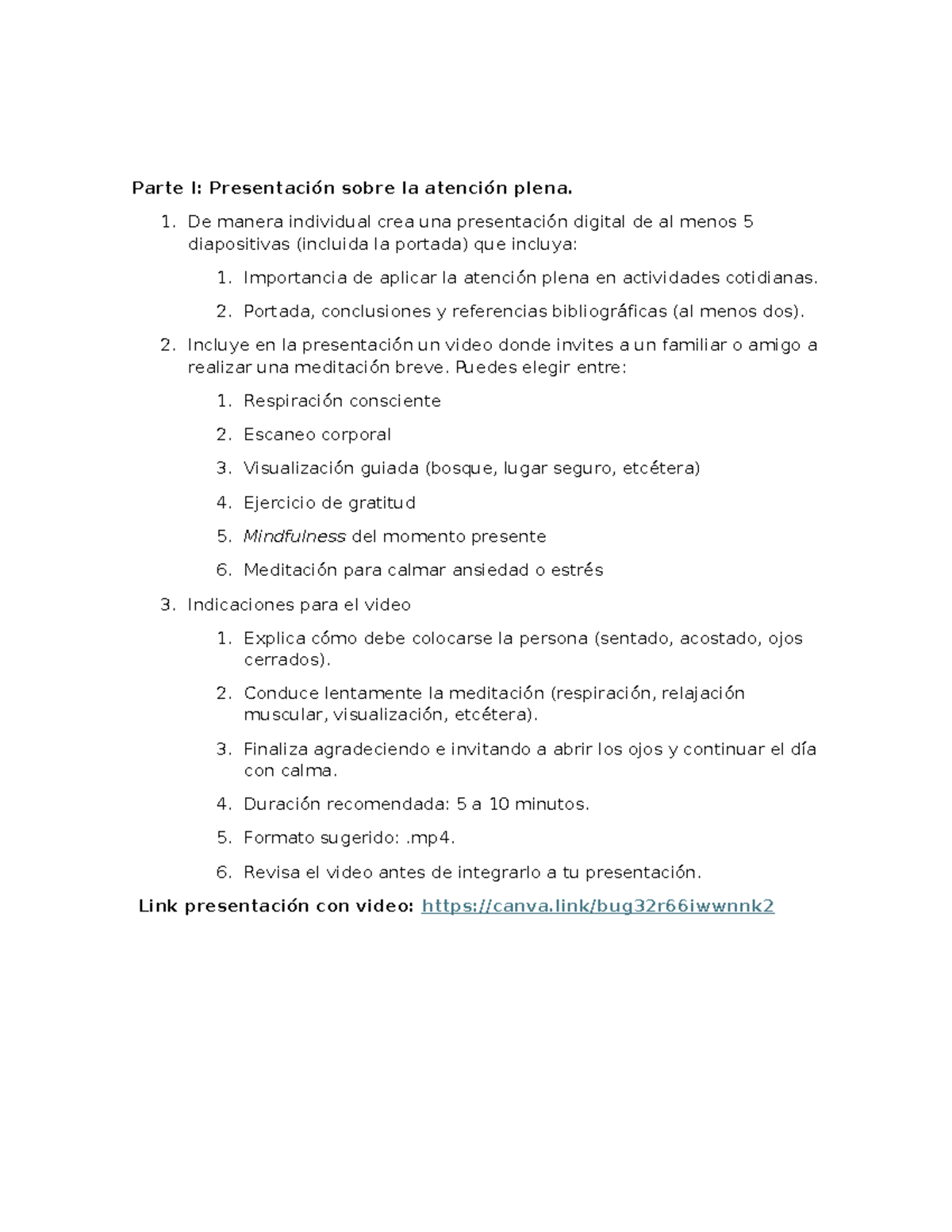 Reto Integrador Final Parte I: Presentación sobre Atención Plena - Studocu