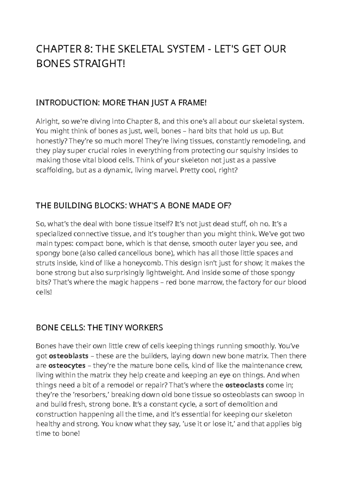 Anatomy & Physiology CH8: The Skeletal System Overview - Studocu