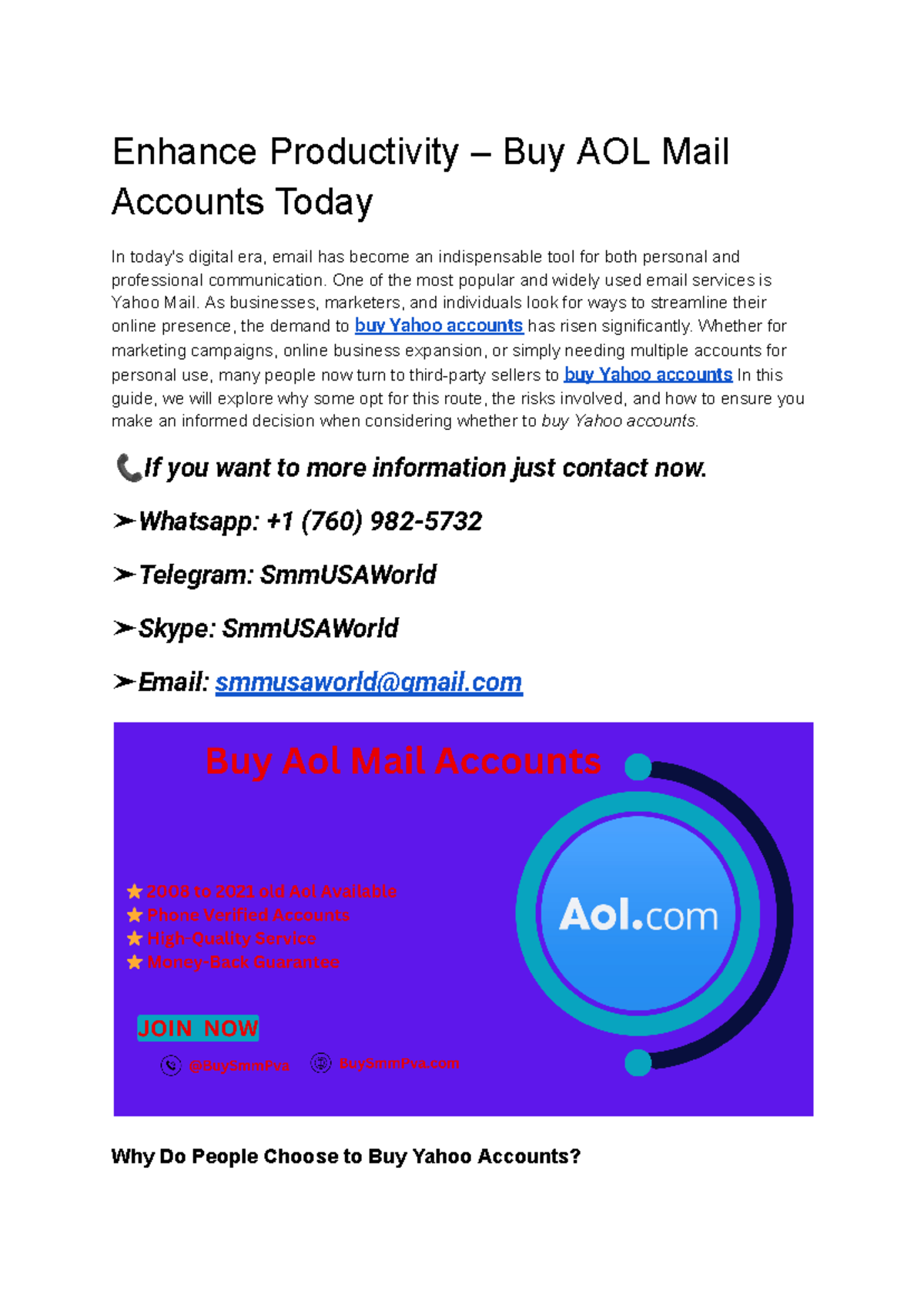 Enhance Productivity – Buy AOL Mail Accounts Today - One of the most ...