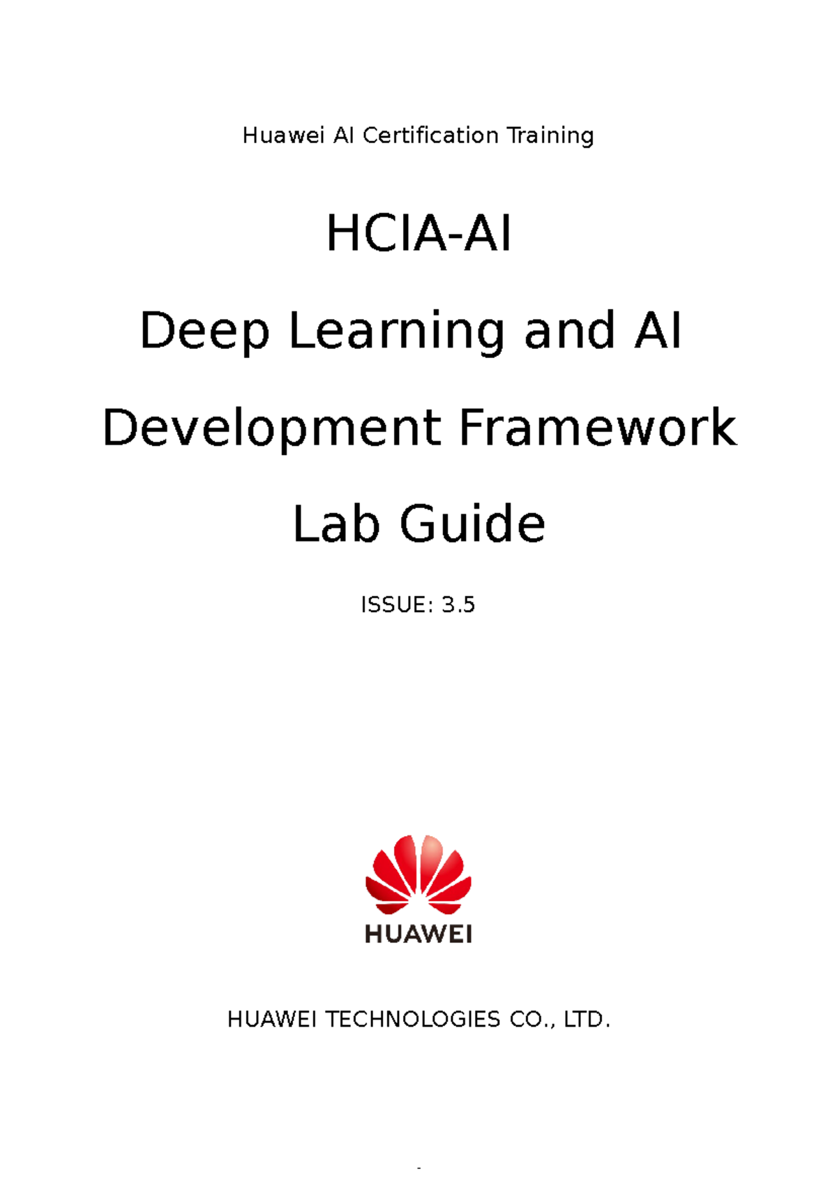 HCIA-AI Deep Learning & AI Development Framework Lab Guide - Studocu