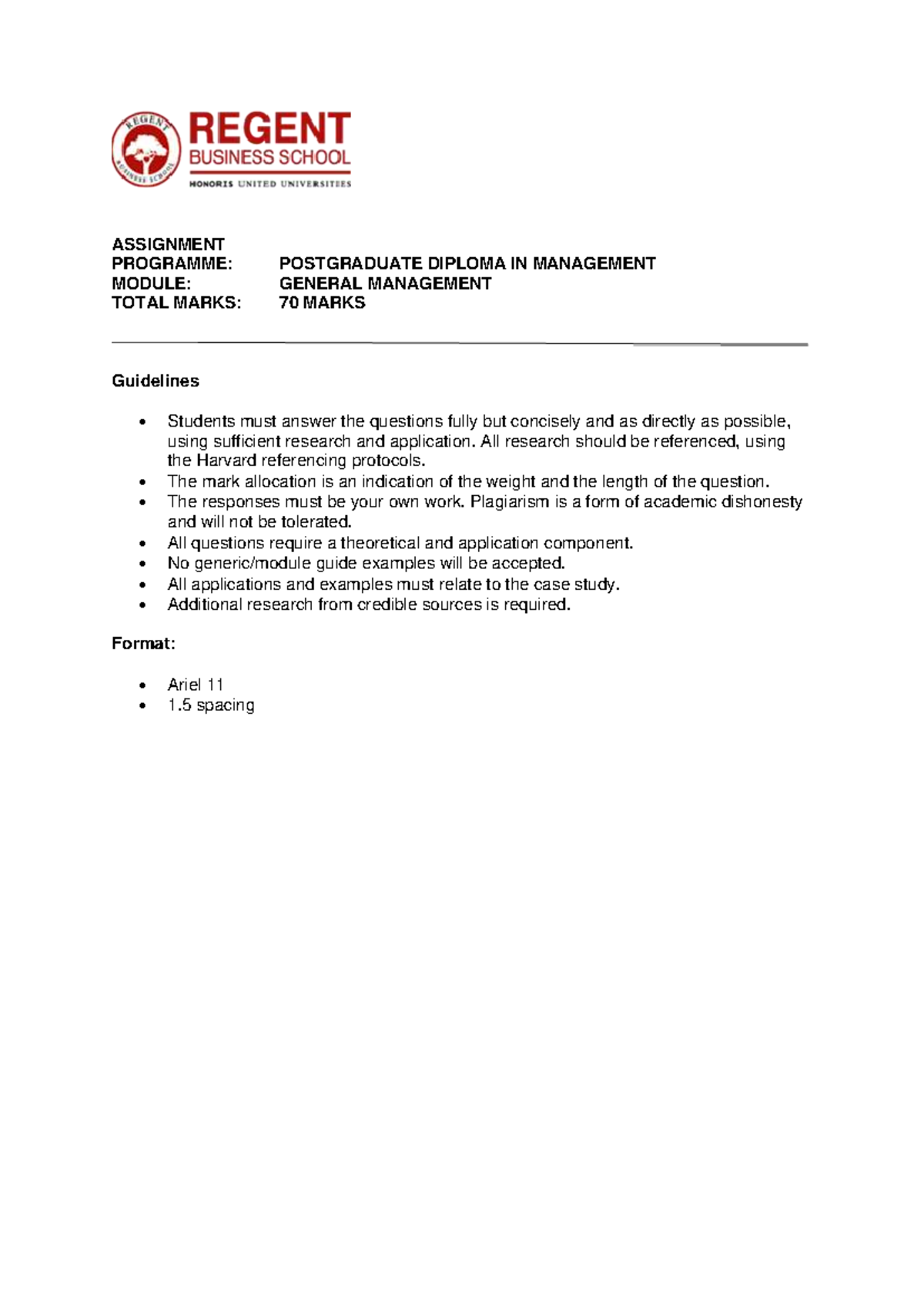 PGDM - General Management Assignment - ASSIGNMENT PROGRAMME ...