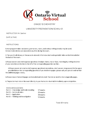 Chemistry - Grade: 12 - High School - Canada - Studocu