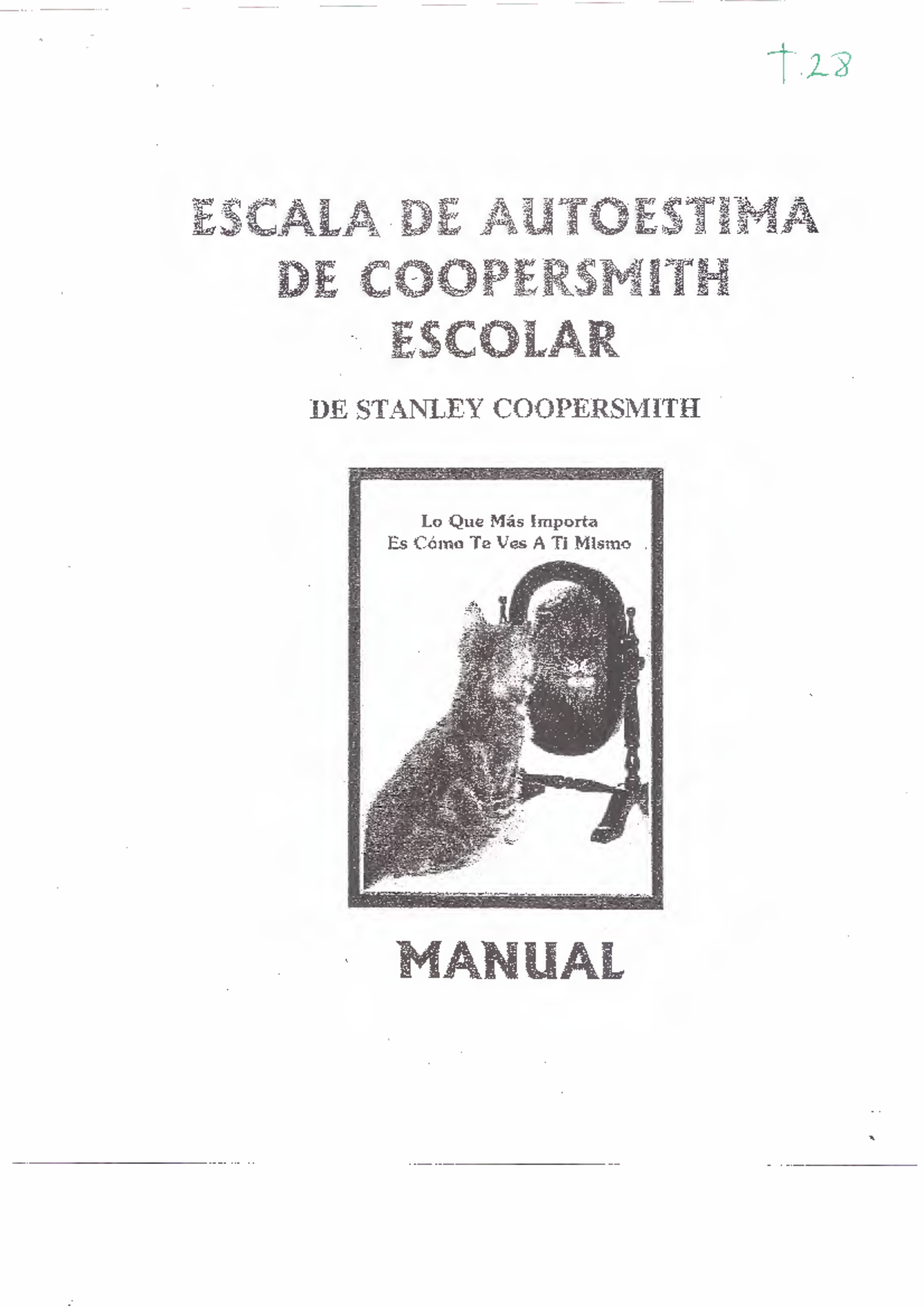 Manual de Autoestima Coopersmith - Escala Escolar (1967) PDF - Studocu
