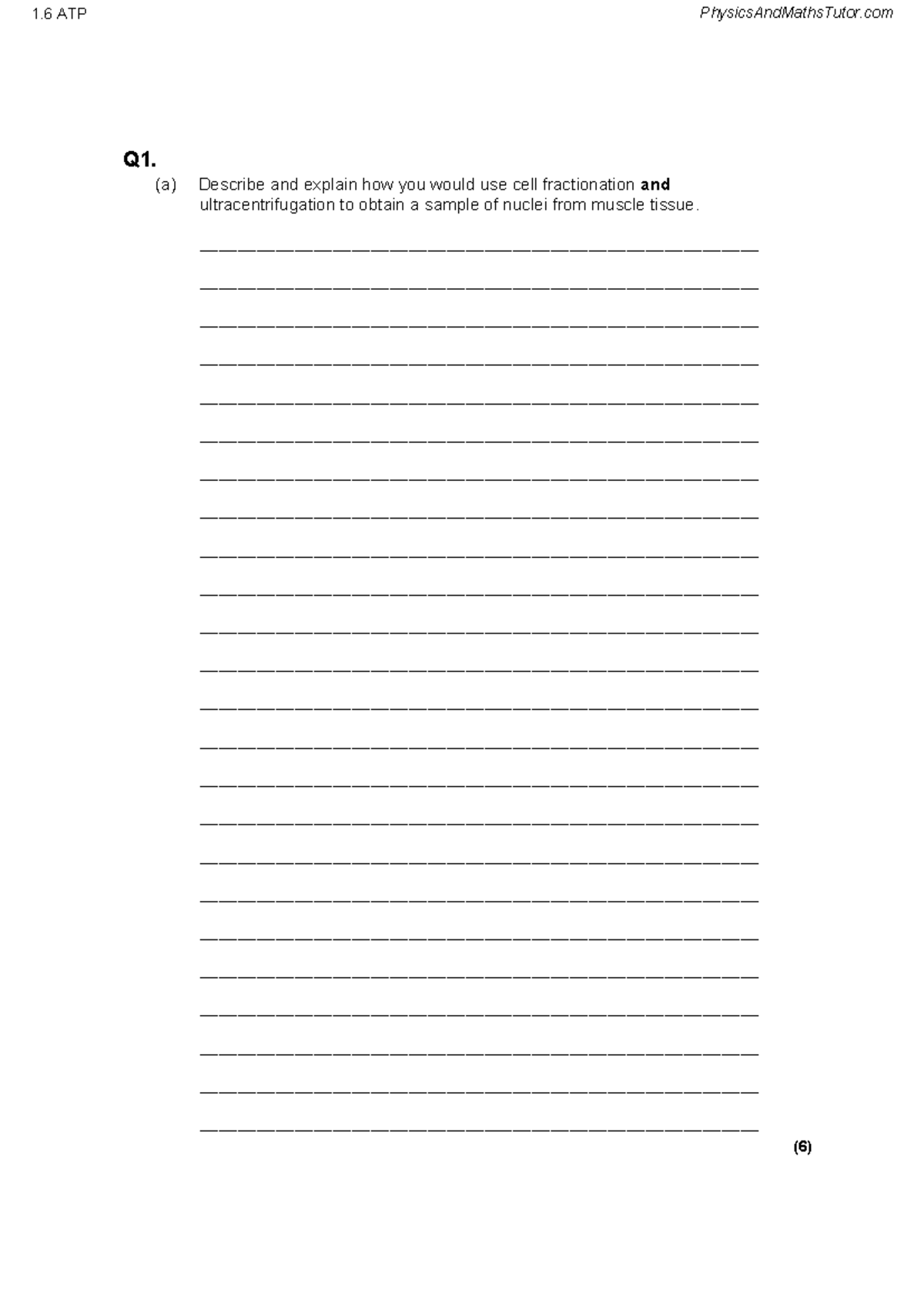 1.6 ATP Biology Exam Questions and Essay Topics - Studocu