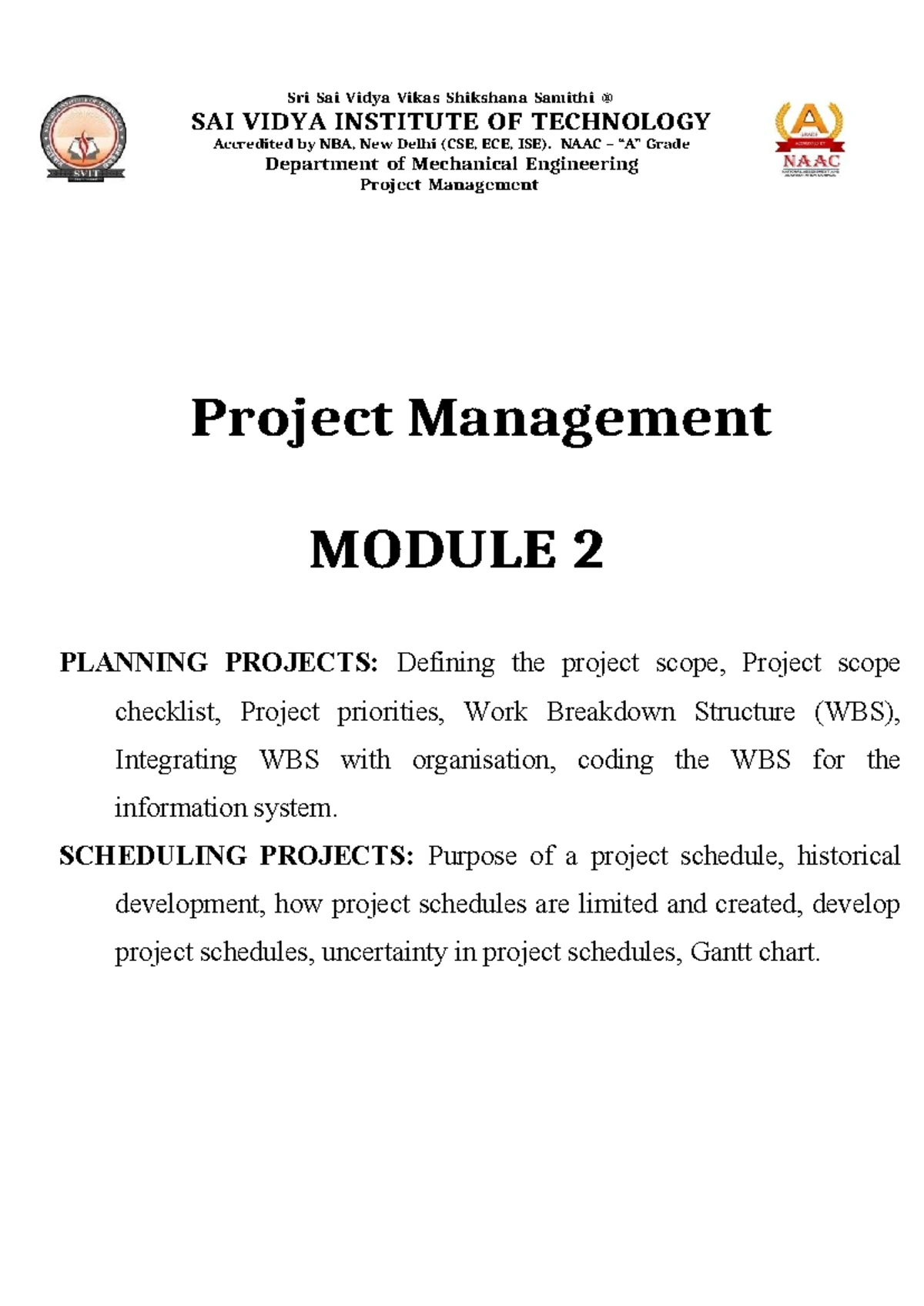BME654A - Project Management Course Syllabus and Learning Objectives ...