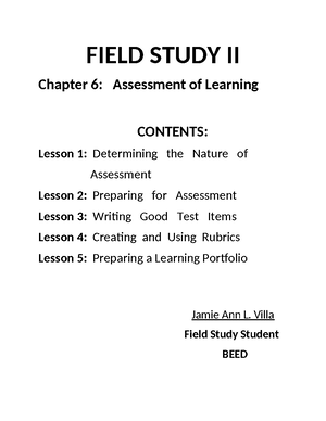 FS 2 Chapter 7 Lesson 1-5 - FIELD STUDY II Chapter 7: School ...
