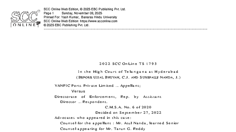 SCC Online Web Edition: VANPIC Ports Pvt. Ltd. Case Analysis, 2025 ...