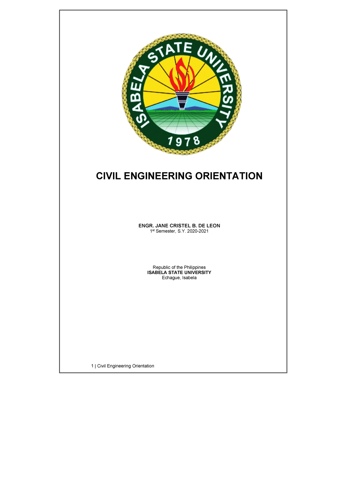Civil Engineering Orientation: CE-113 1st Semester Overview - Studocu