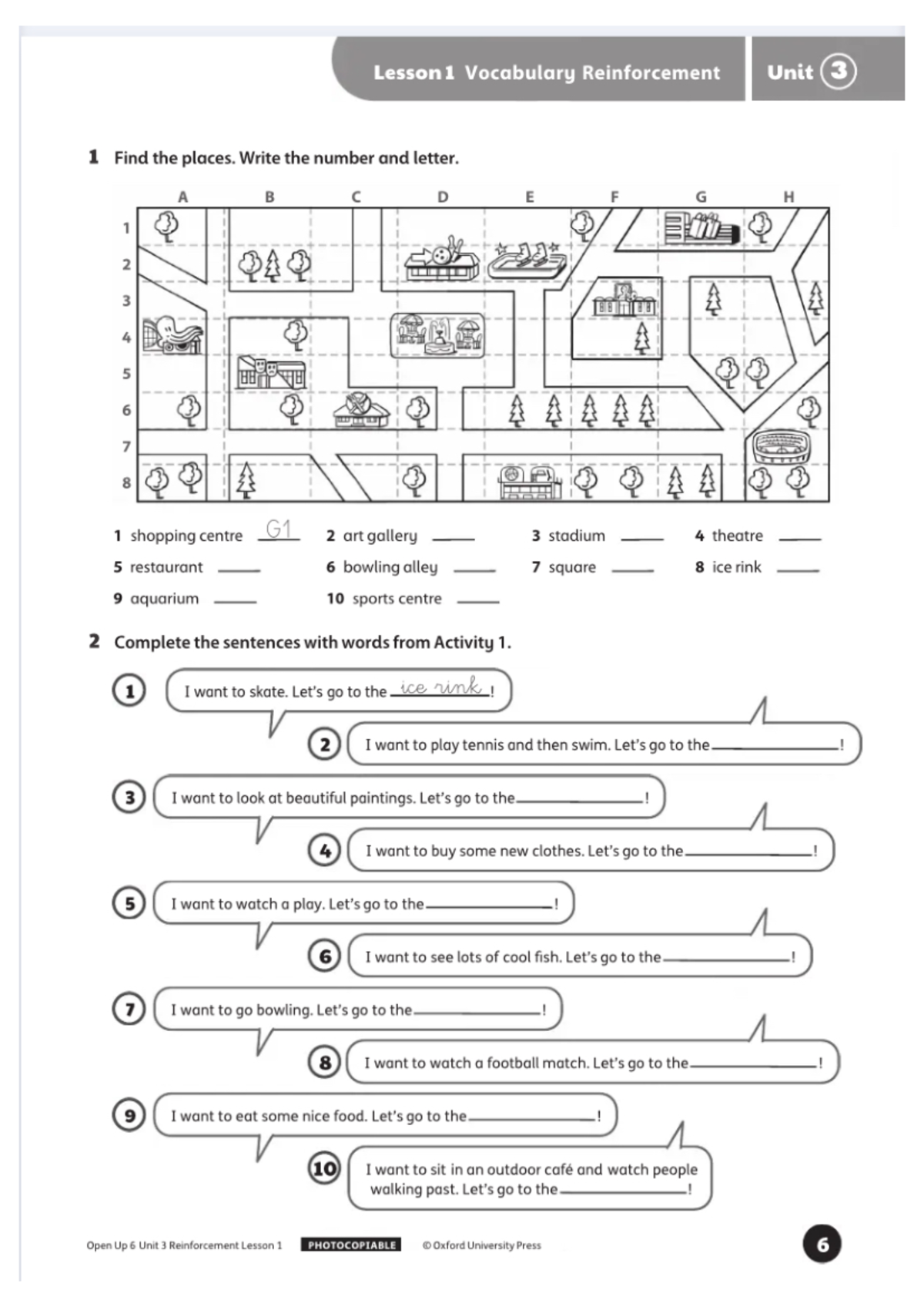 Open up 6 unit 3 - Open up - Lesson1 Vocabulary Reinforcement Unit 3 1 ...