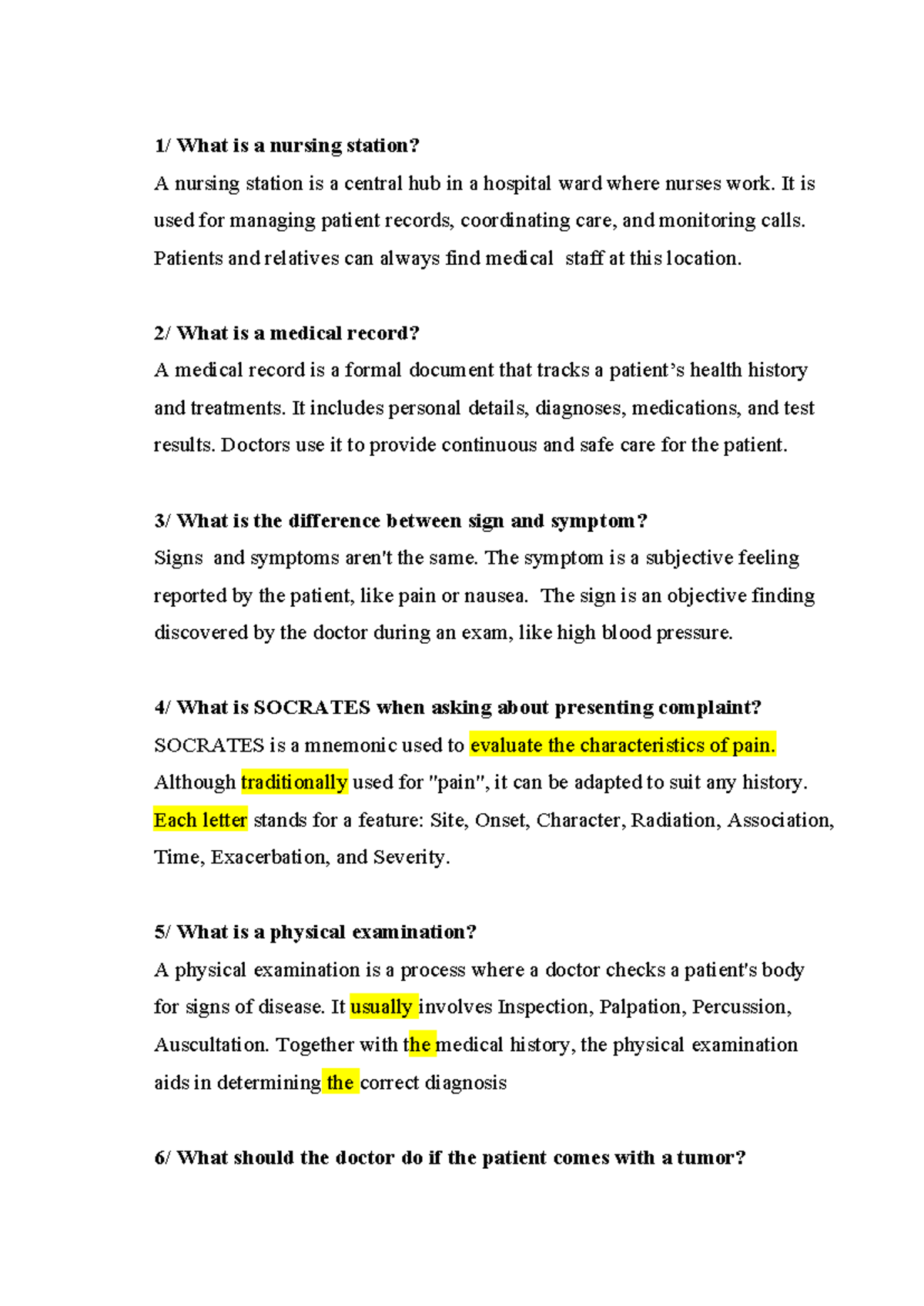 AVKY-25-26 Nursing Station and Medical Records Overview - Studocu