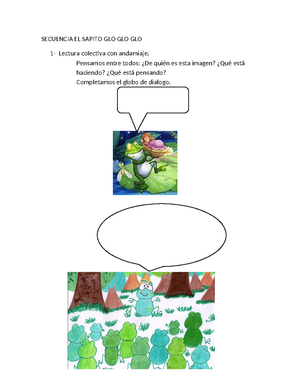 Secuencia didáctica: El sapito GLO GLO GLO en el aula - Studocu