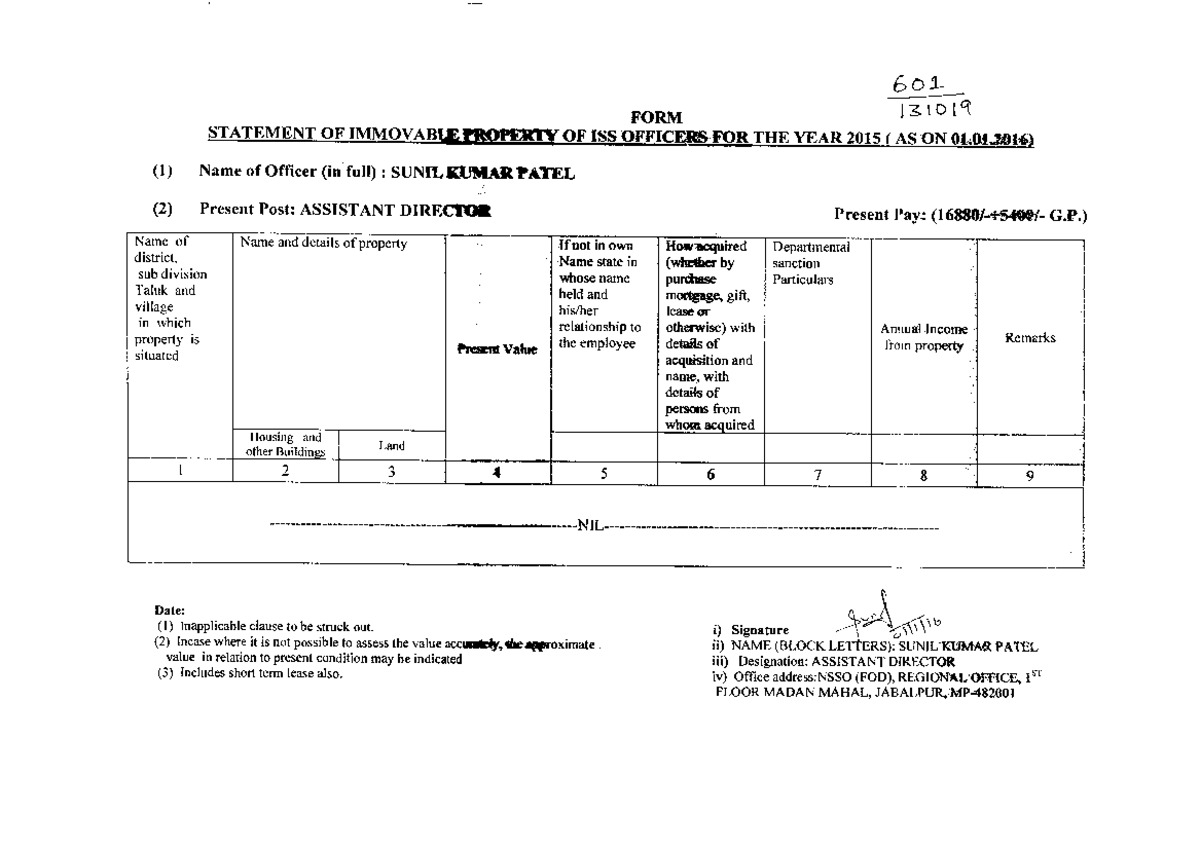 601 FORM 131019 IPR ISS Officers' Property Statement 2015-2016 - Studocu
