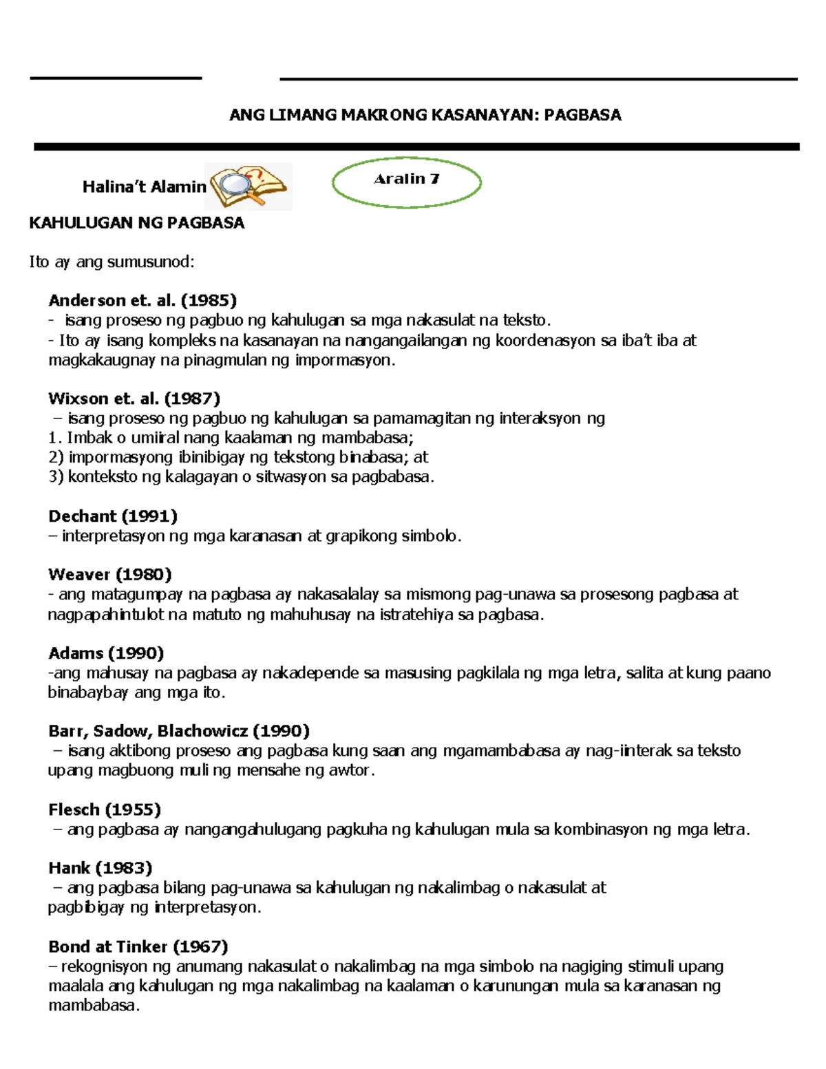 LAS Araling Panlipunan 4 Q1 W1 Lesson 1: Heograpiya ng Pilipinas - Studocu