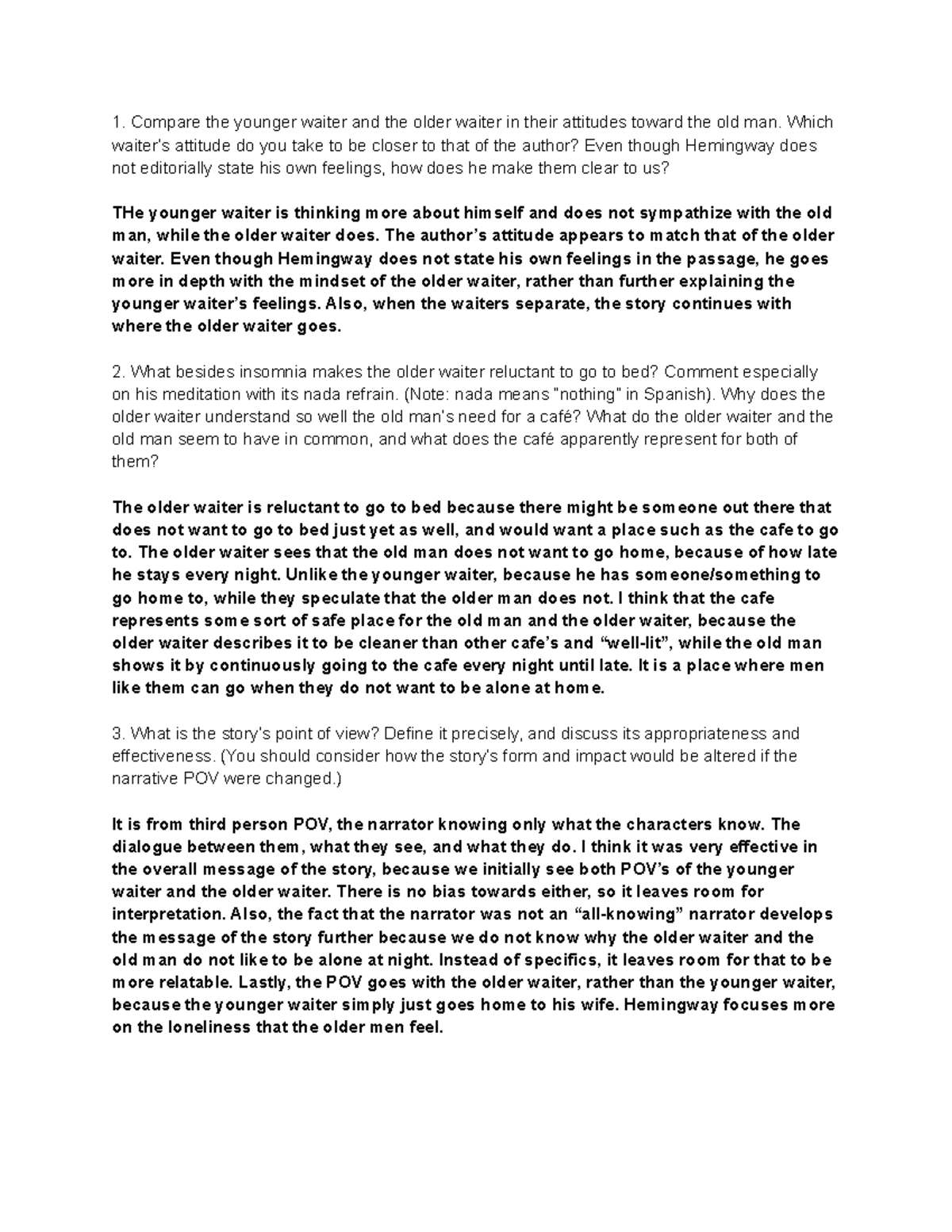 A Clean, Well-Lighted Place Analysis for Literature 101 Essay - Studocu