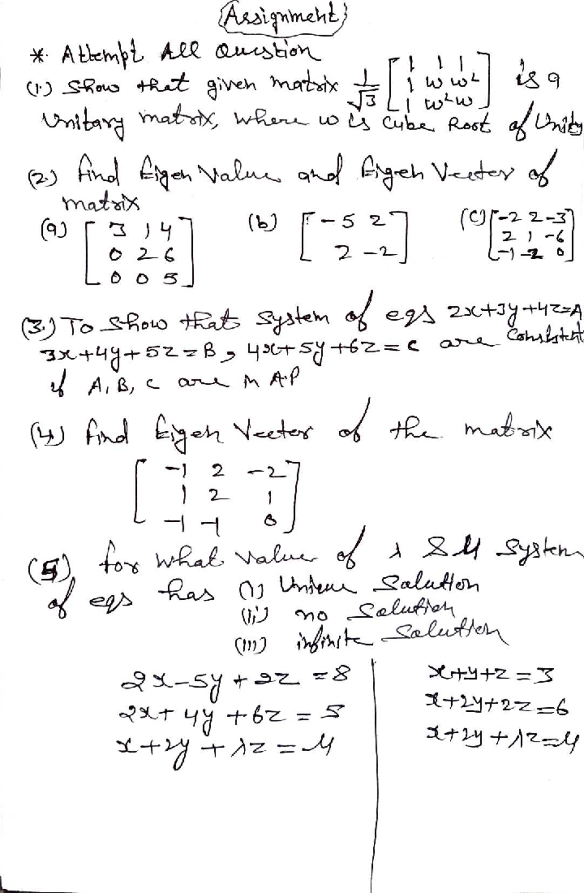 Matrix Assignment: Unitary Matrices & Eigenvalues (Course Code: IQ1 ...