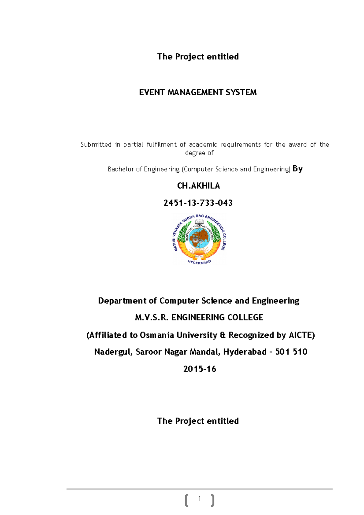 Mini Project-Event management - The Project entitled EVENT MANAGEMENT ...