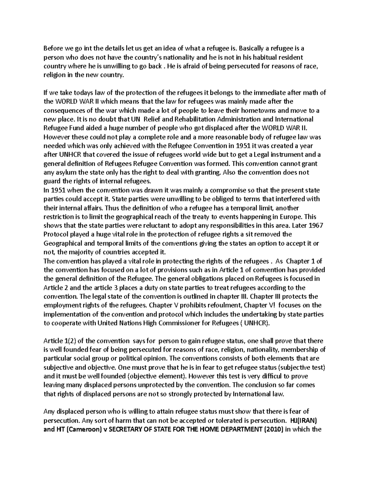 Refugee rights essay - Before we go int the details let us get an idea ...