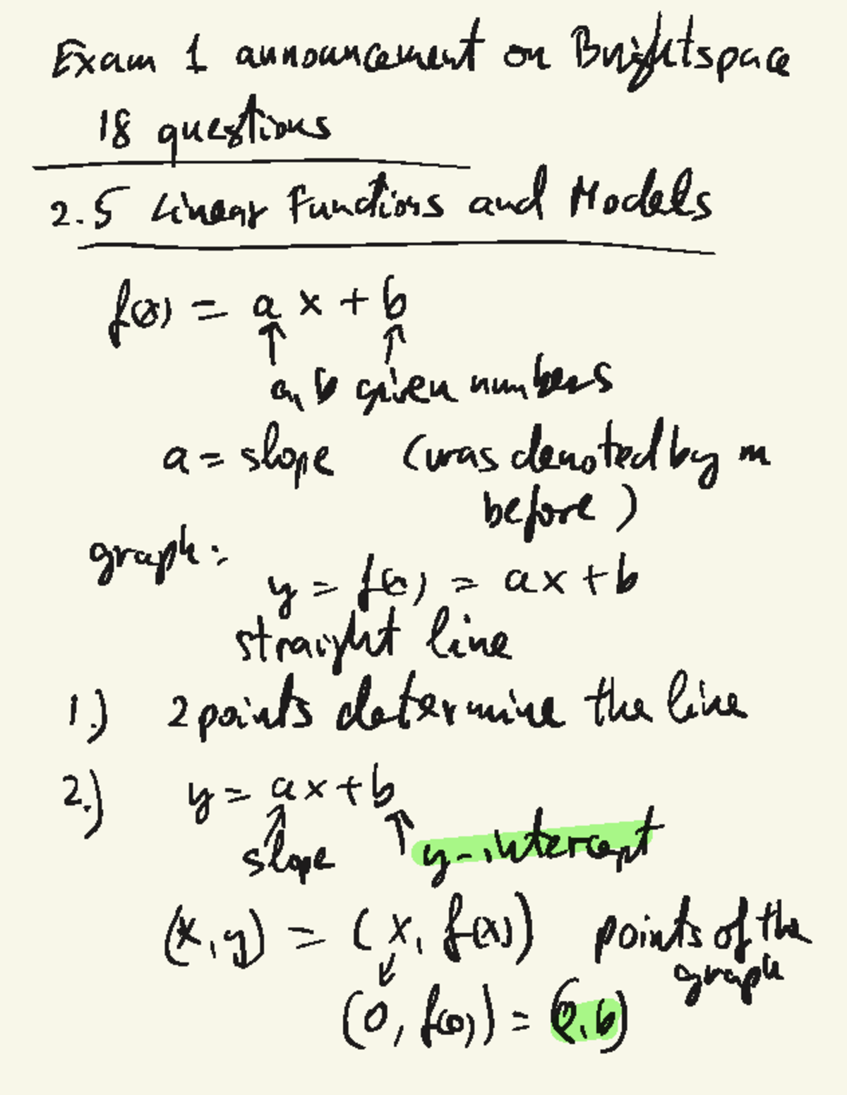 Linear Functions and Models Exam Notes (Math 101) - Studocu