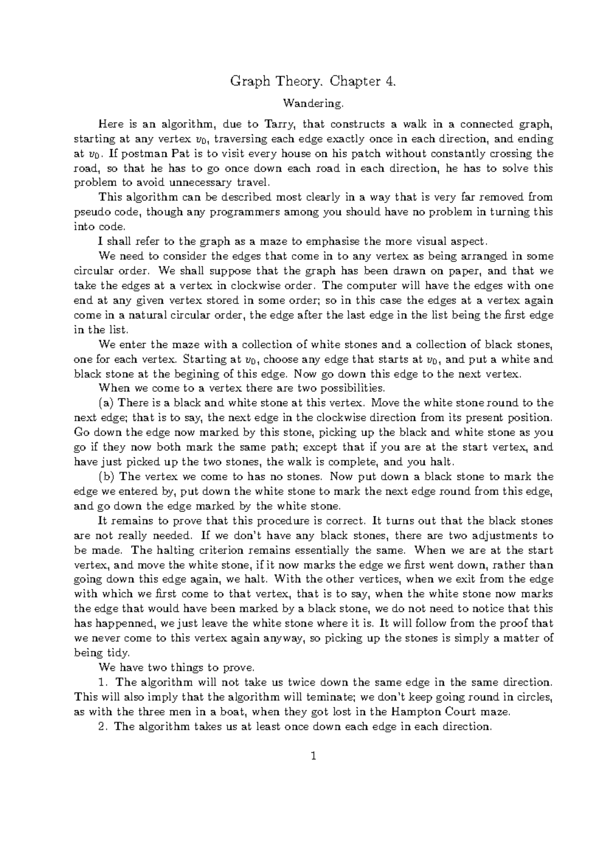 Graph Theory (MATH 301): Chapter 4 - Eulerian Walks and Algorithms ...