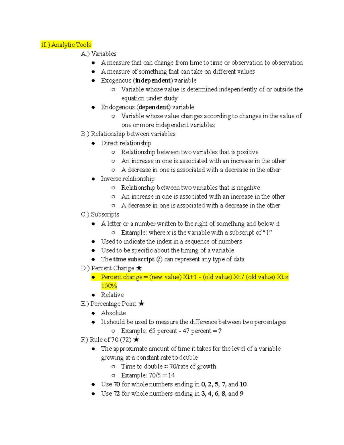 ECON 201 - Topic 1 - ECON 201 - 1I.) Analytic Tools A.) Variables A ...