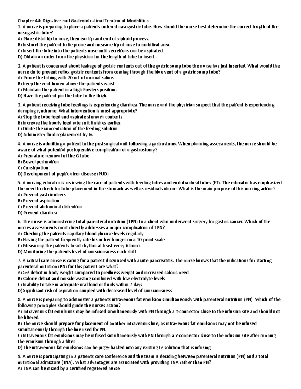 Adult II Exam 2 Review: Test Bank for Gastrointestinal & Esophageal ...
