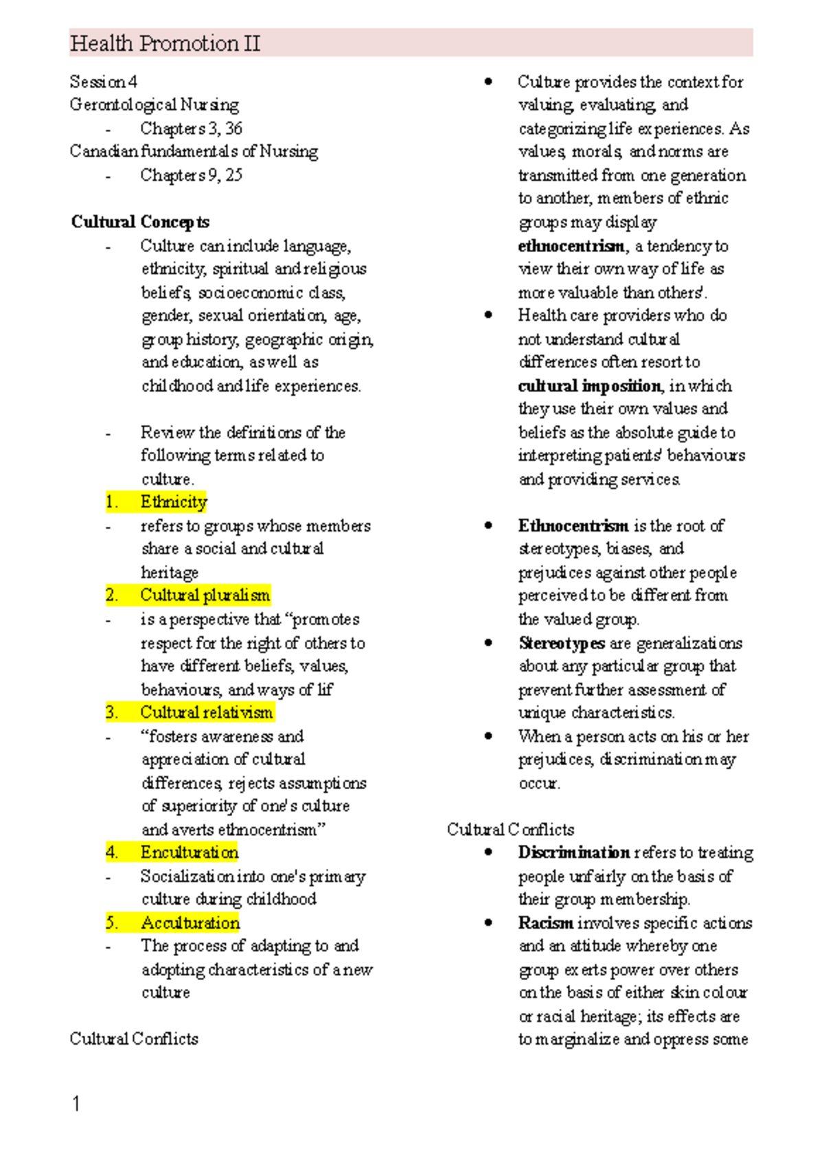 Health Promotion II: Cultural Health Assessment & Social Connectedness ...