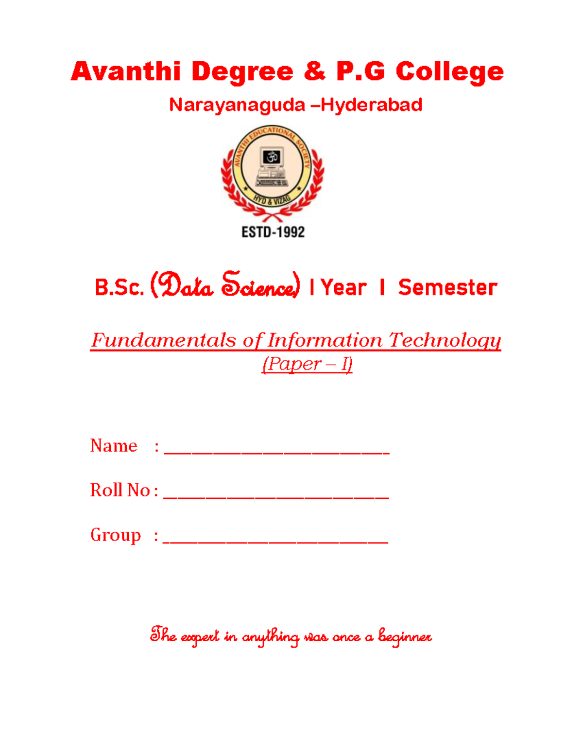 Unit I Fundamentals Of Information Technology Notes B Sc Data Science Narayanaguda