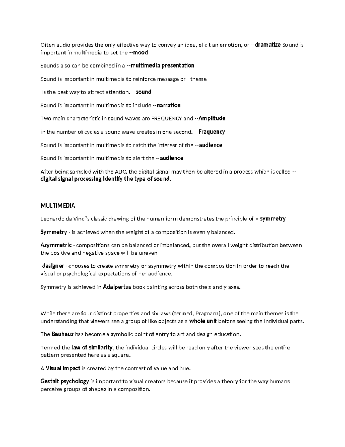 Multimedia Sound & Composition Notes (Course Code: MCS101) - Studocu