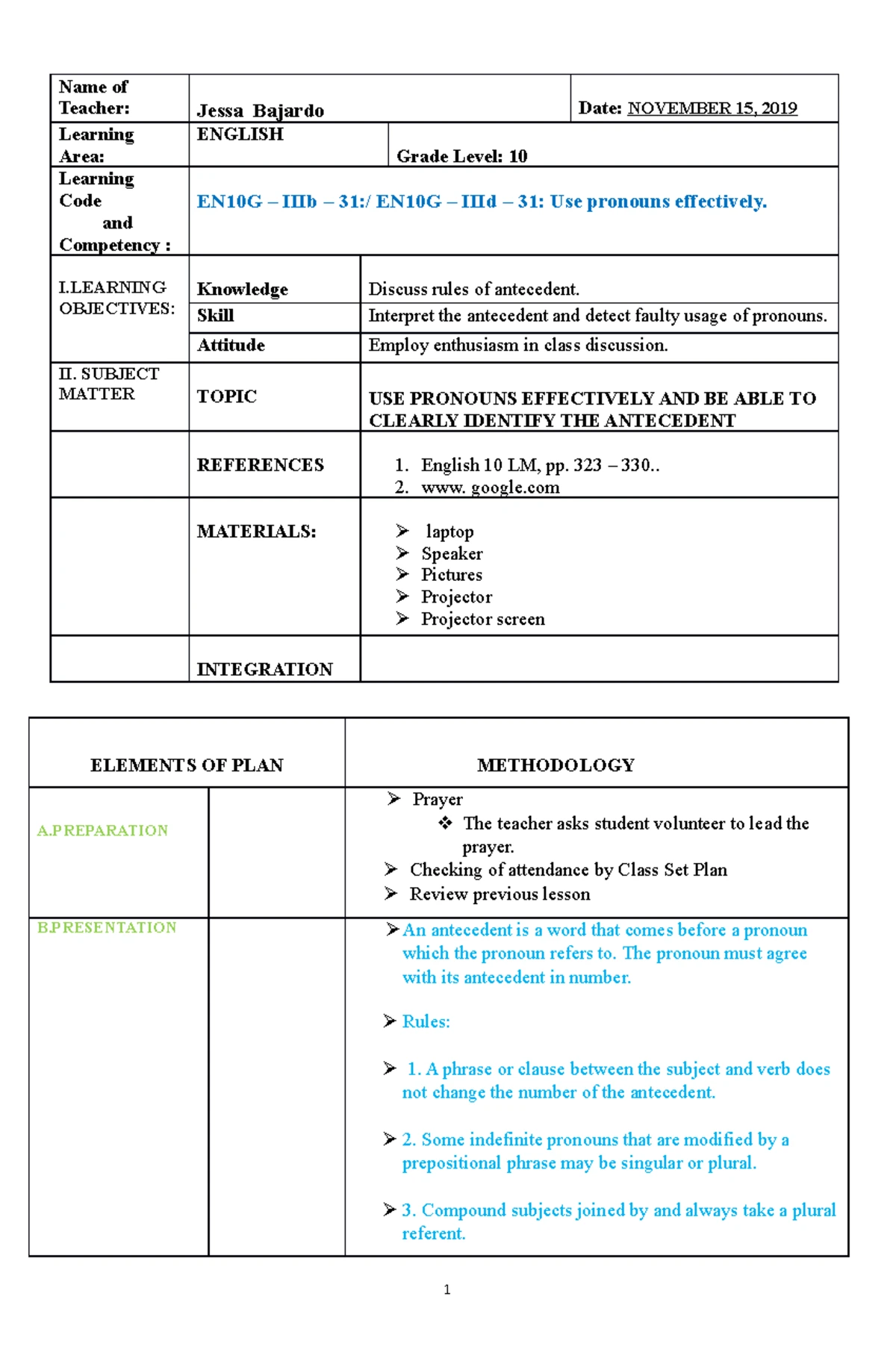 DLP Final Exam - Detailed Lesson Plan for English 10 - Studocu