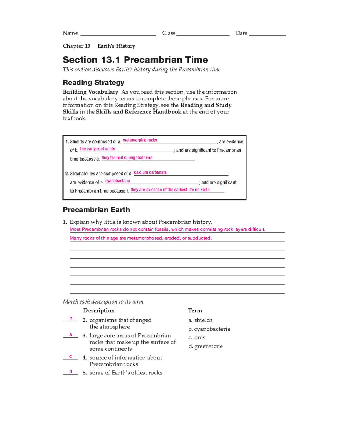 Chapter 13: Earth's History - Precambrian to Cenozoic Eras Exam Notes ...