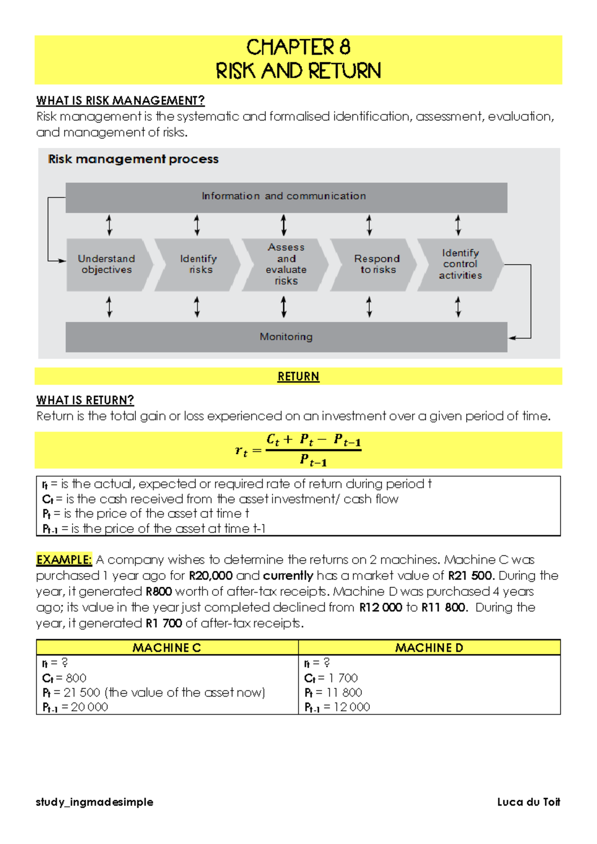 Chapter 8 RISK AND Return - CHAPTER 8 RISK AND RETURN WHAT IS RISK ...