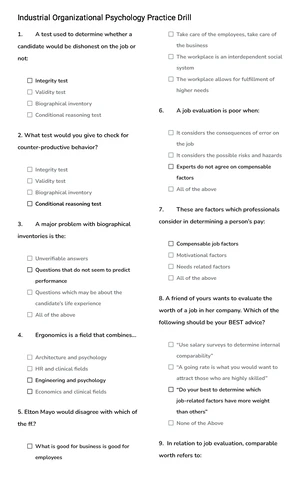 Industrial and Organizational Psychology Lecture Notes - Industrial and ...