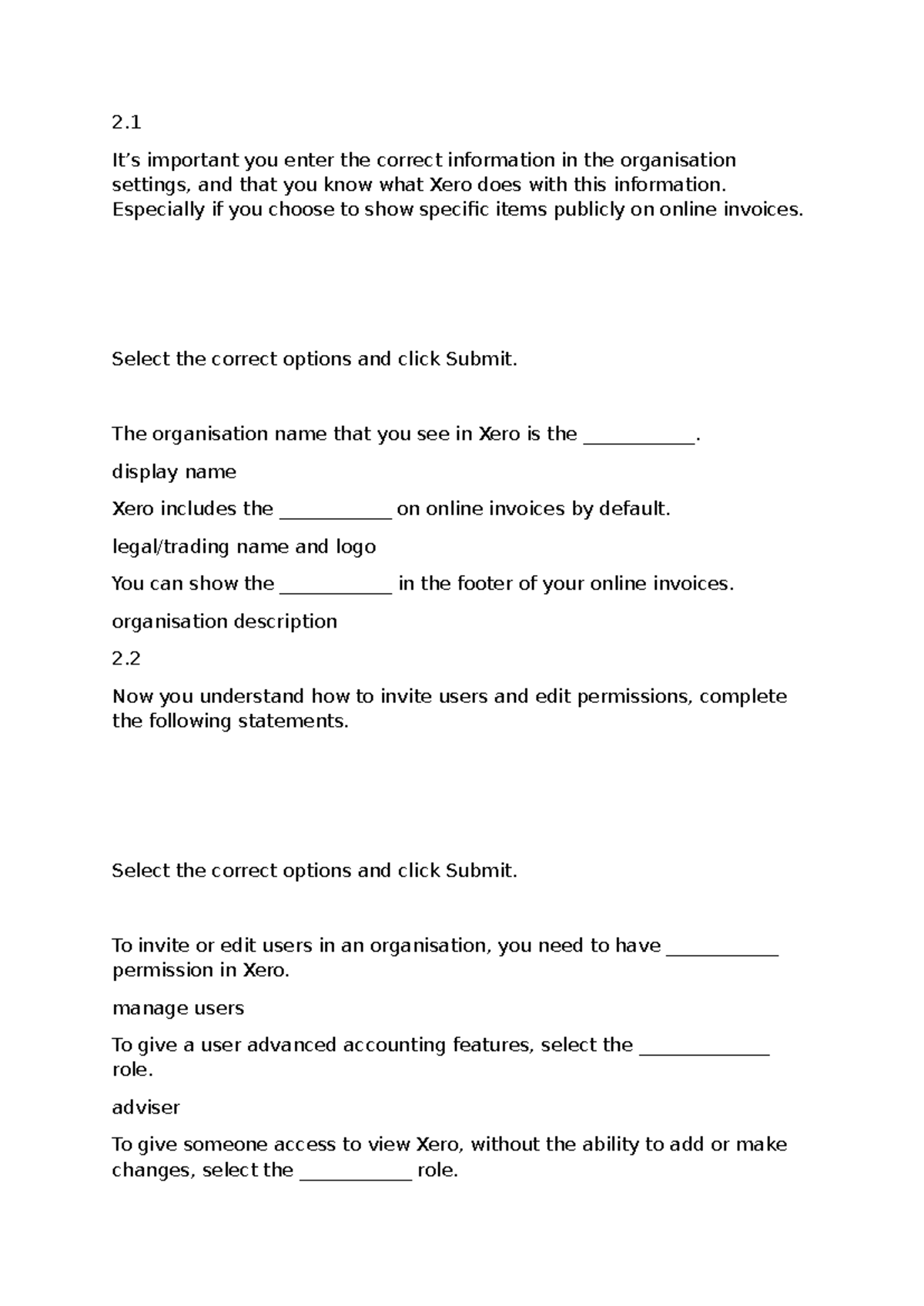 XERO 101: Complete Initial Setup & User Permissions Guide - Studocu