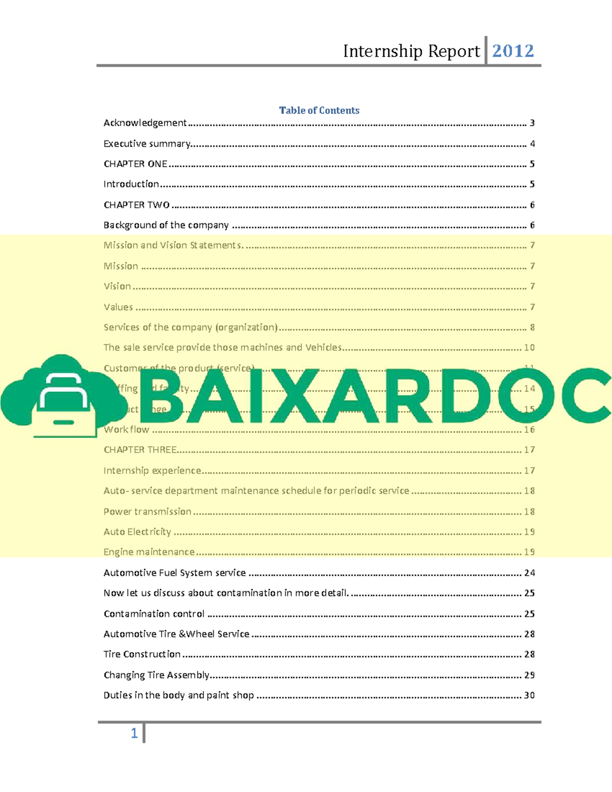 Internship Report 2012: Insights and Experiences from ME Program - Studocu