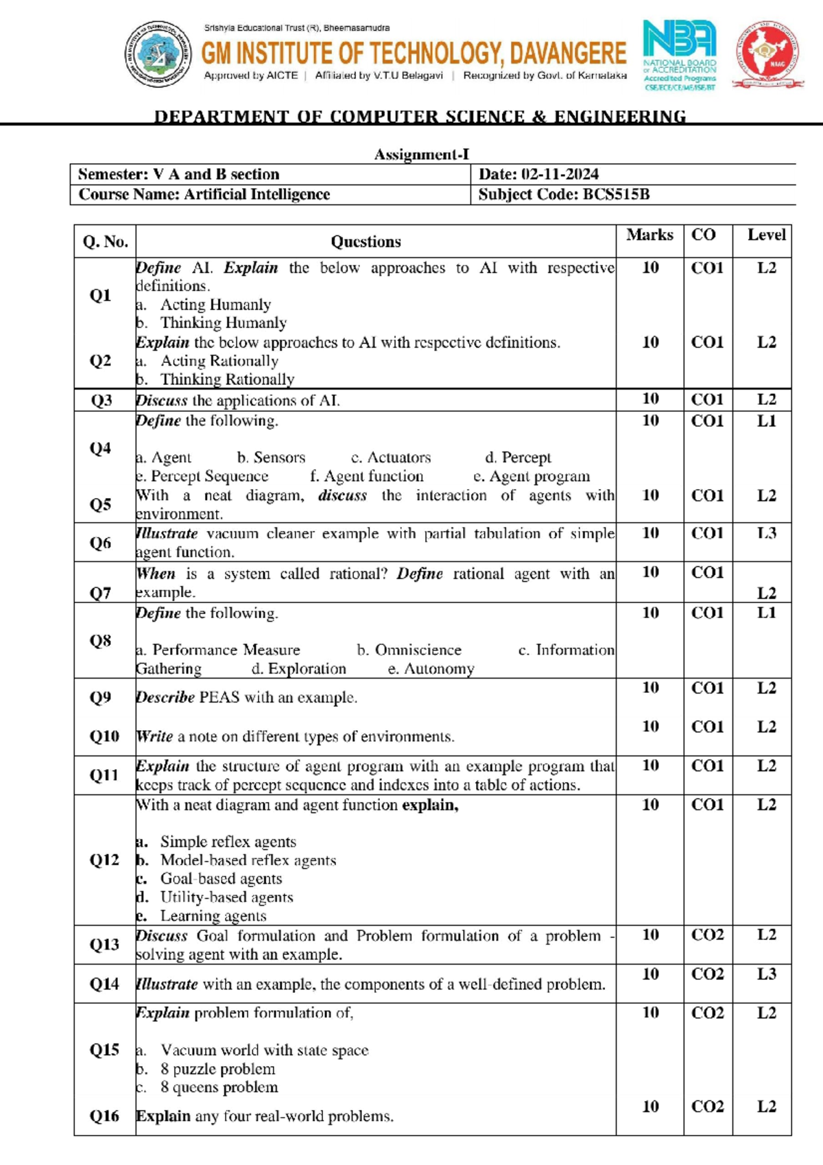 BCS515B Artificial Intelligence Important Questions for Semester V ...