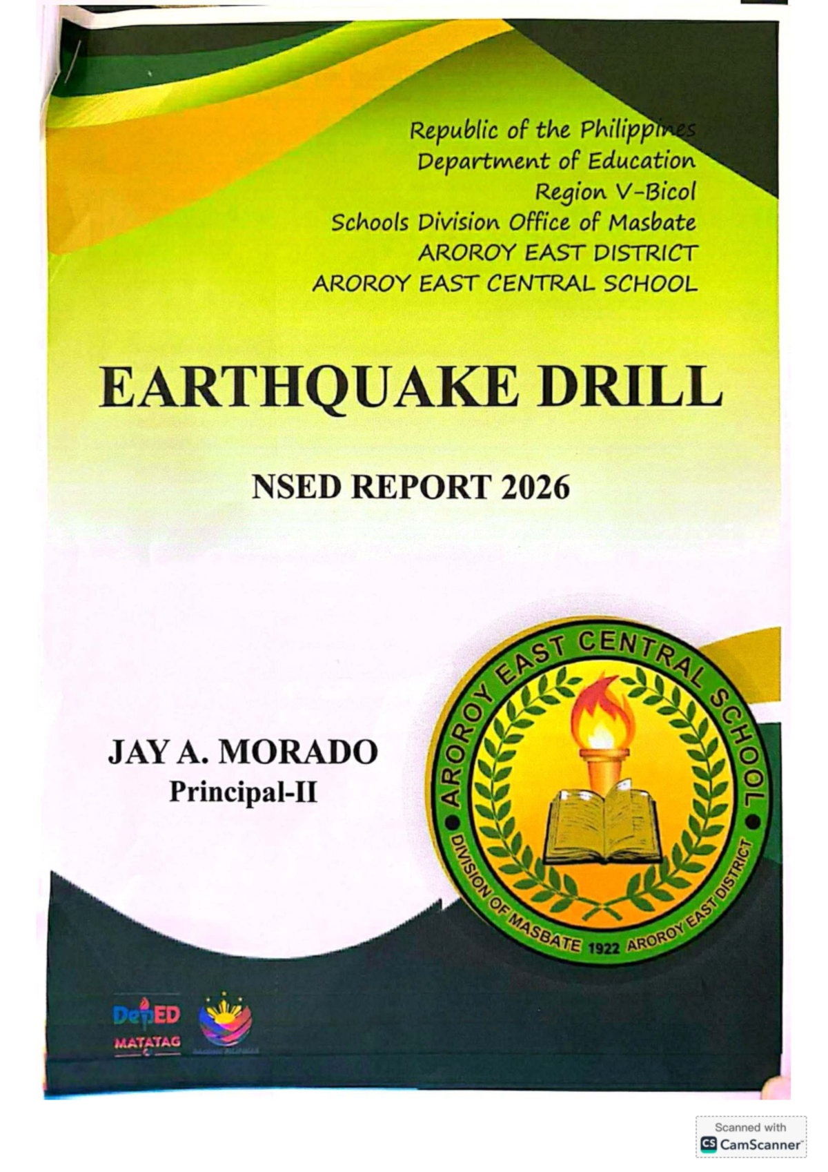 NSED Report: Earthquake Drill at Aroroy East Central School 2026 - Studocu