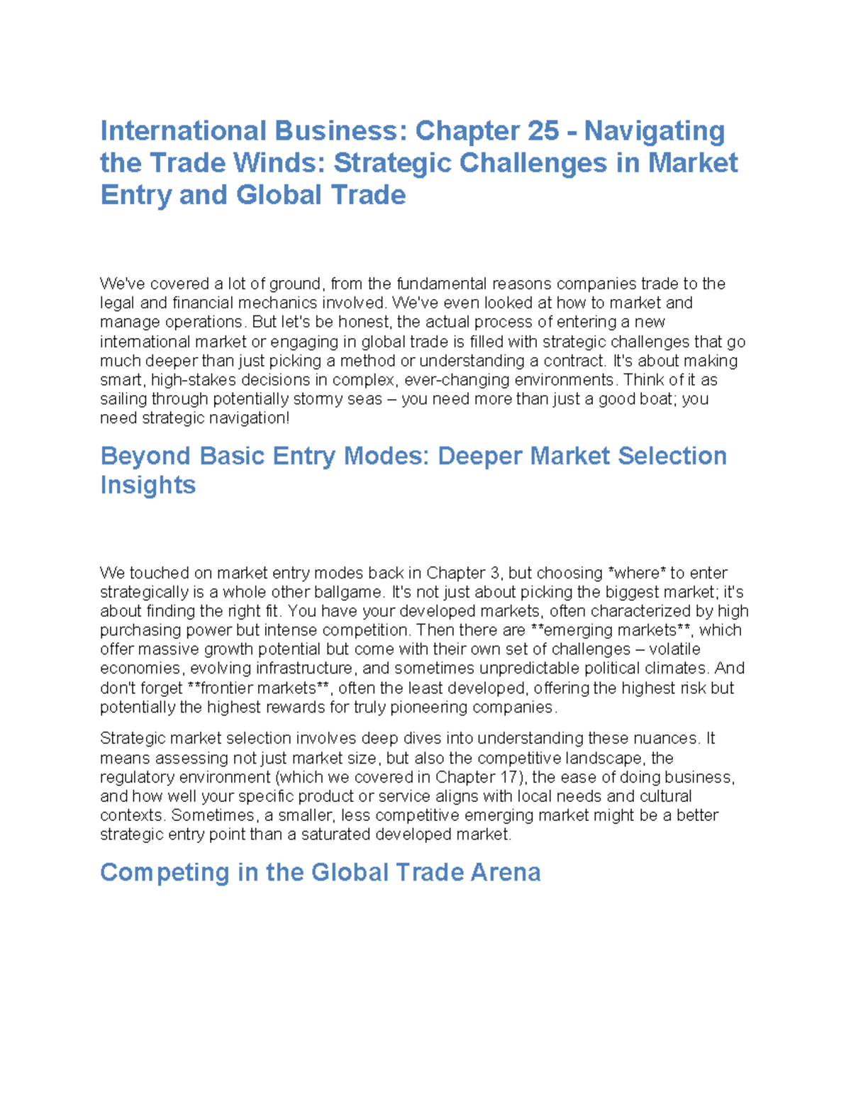 International Business (21): Chapter 25 - Strategic Market Entry ...