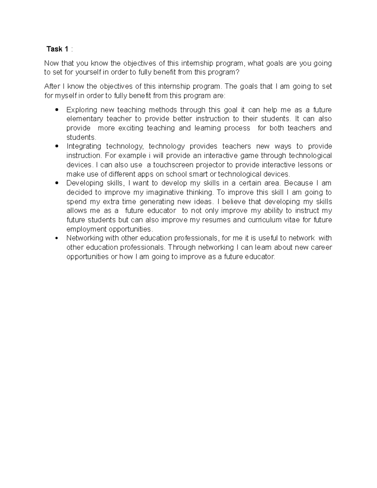 Chapter 1 Task 1 - The objectives of internship program and how its ...