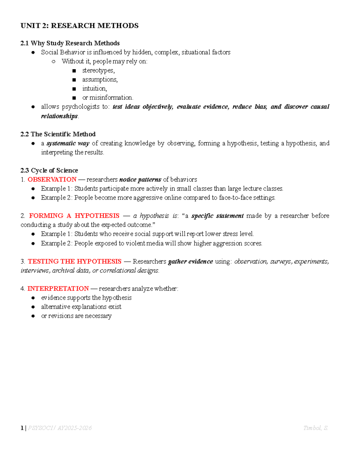 PSYSOCI: Social Psychology Research Methods Overview - Studocu