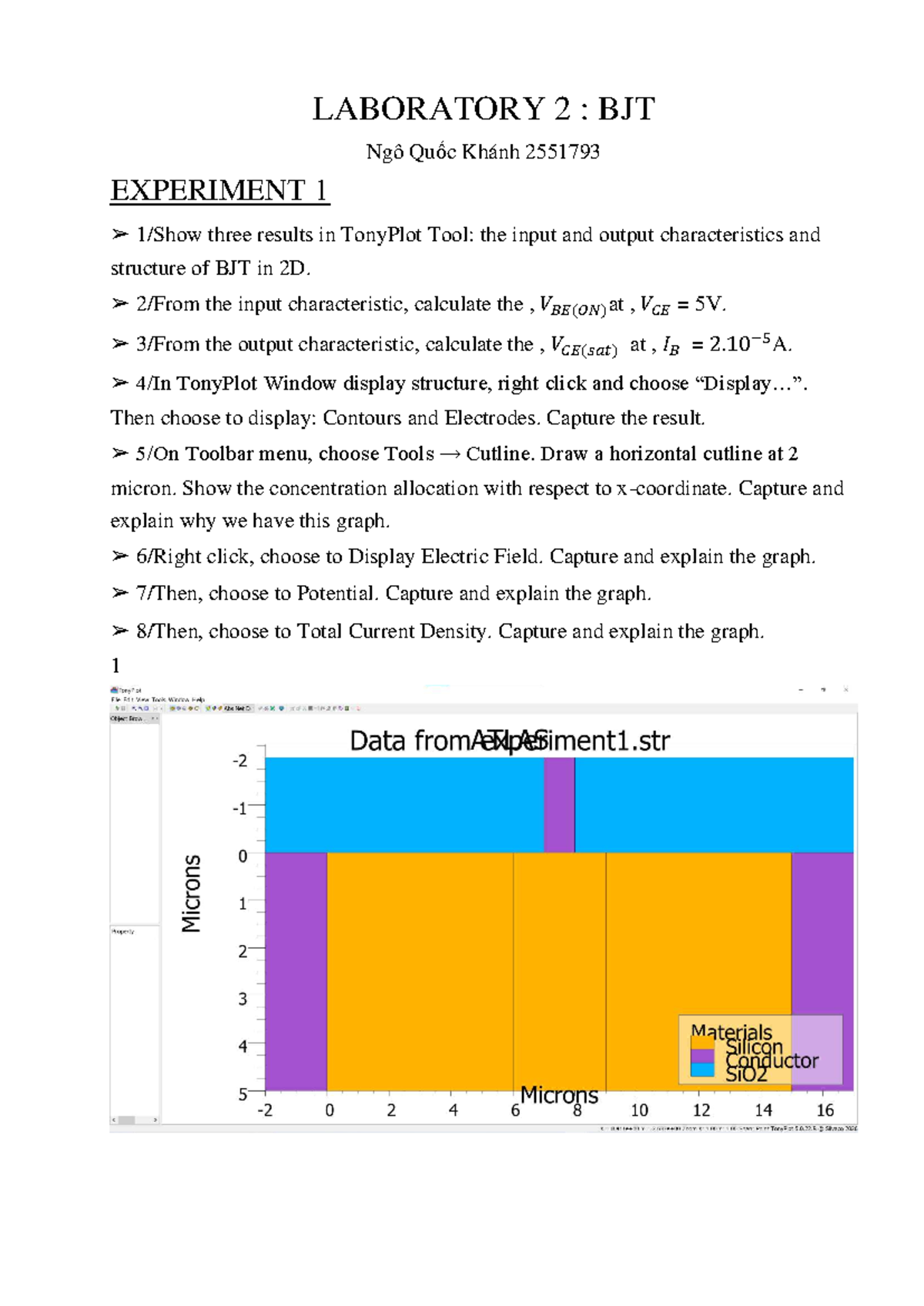 Laboratory 2: BJT Characteristics & Analysis Using TonyPlot Tool - Studocu