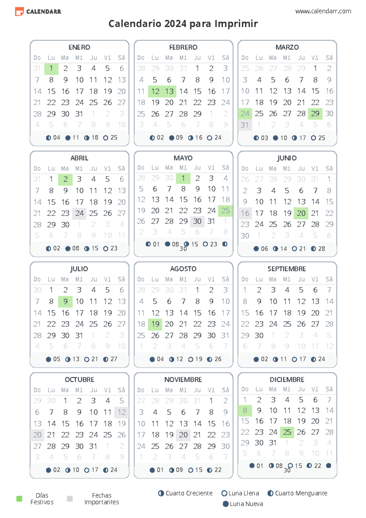 Calendario 2024 para Imprimir - Calendarr - calendarr Calendario 2024 ...