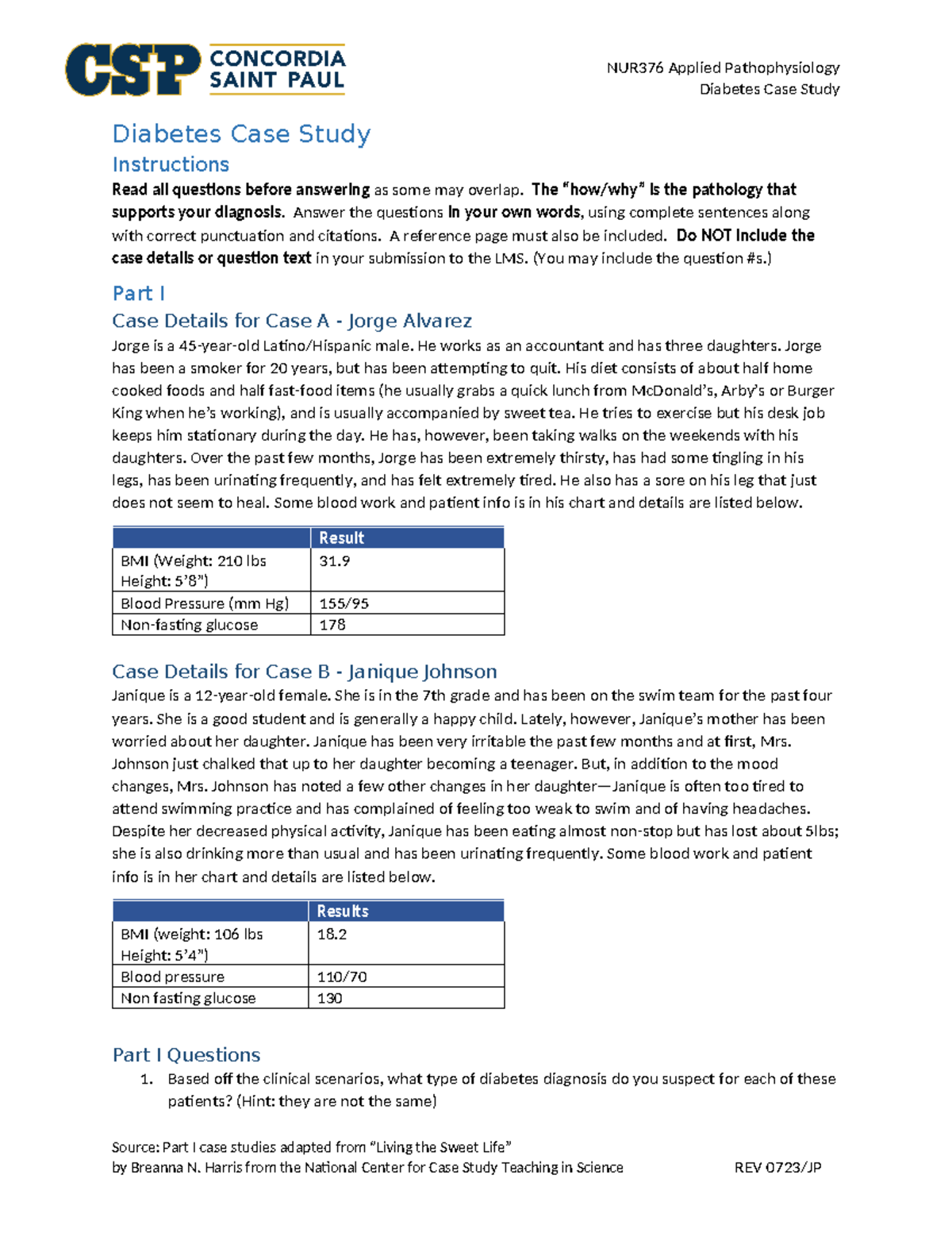 Diabetes Case Study Analysis in NUR376: Pathophysiology Insights - Studocu
